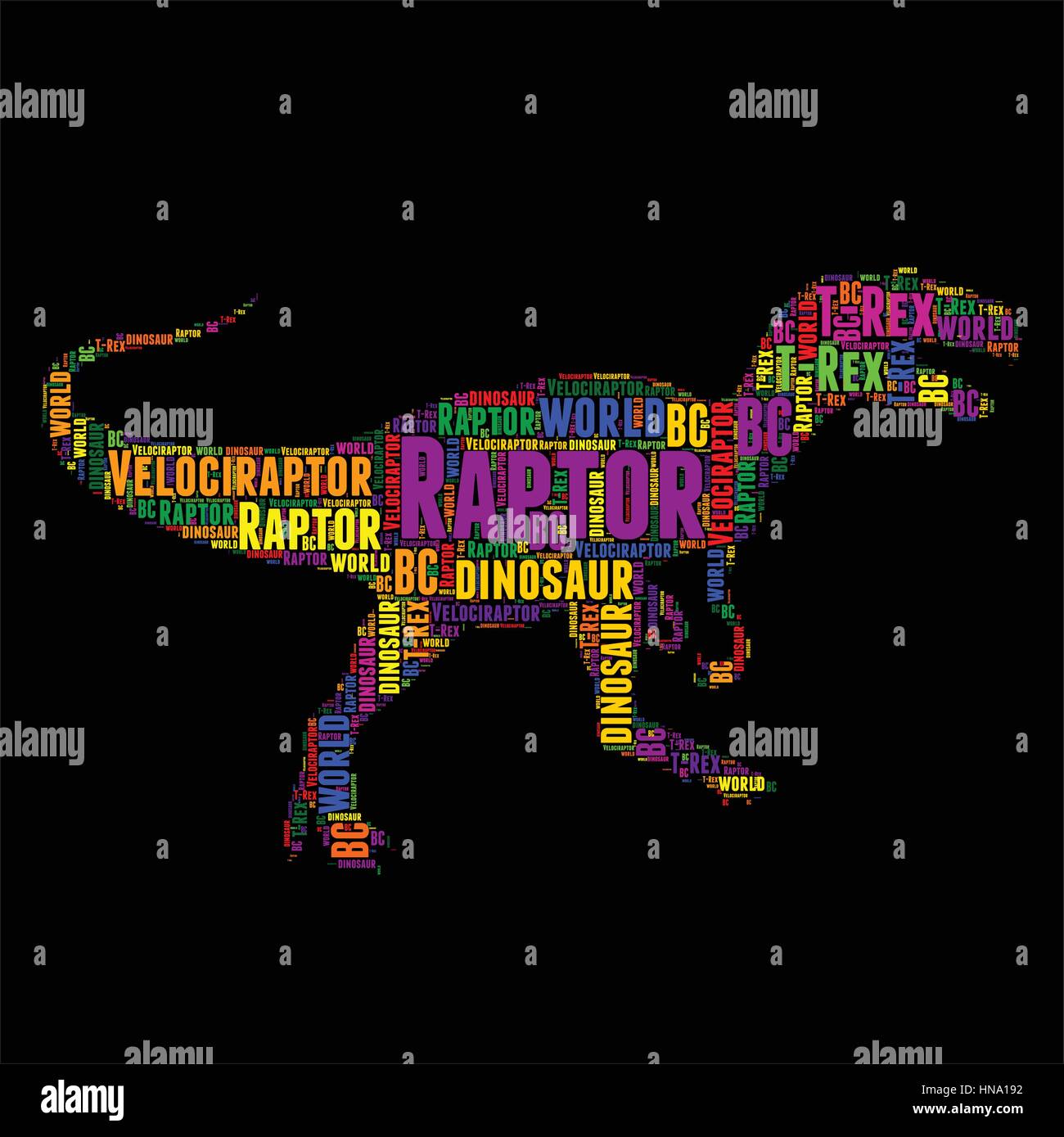 Raptor Typography word cloud colorful Vector illustration Stock Vector ...