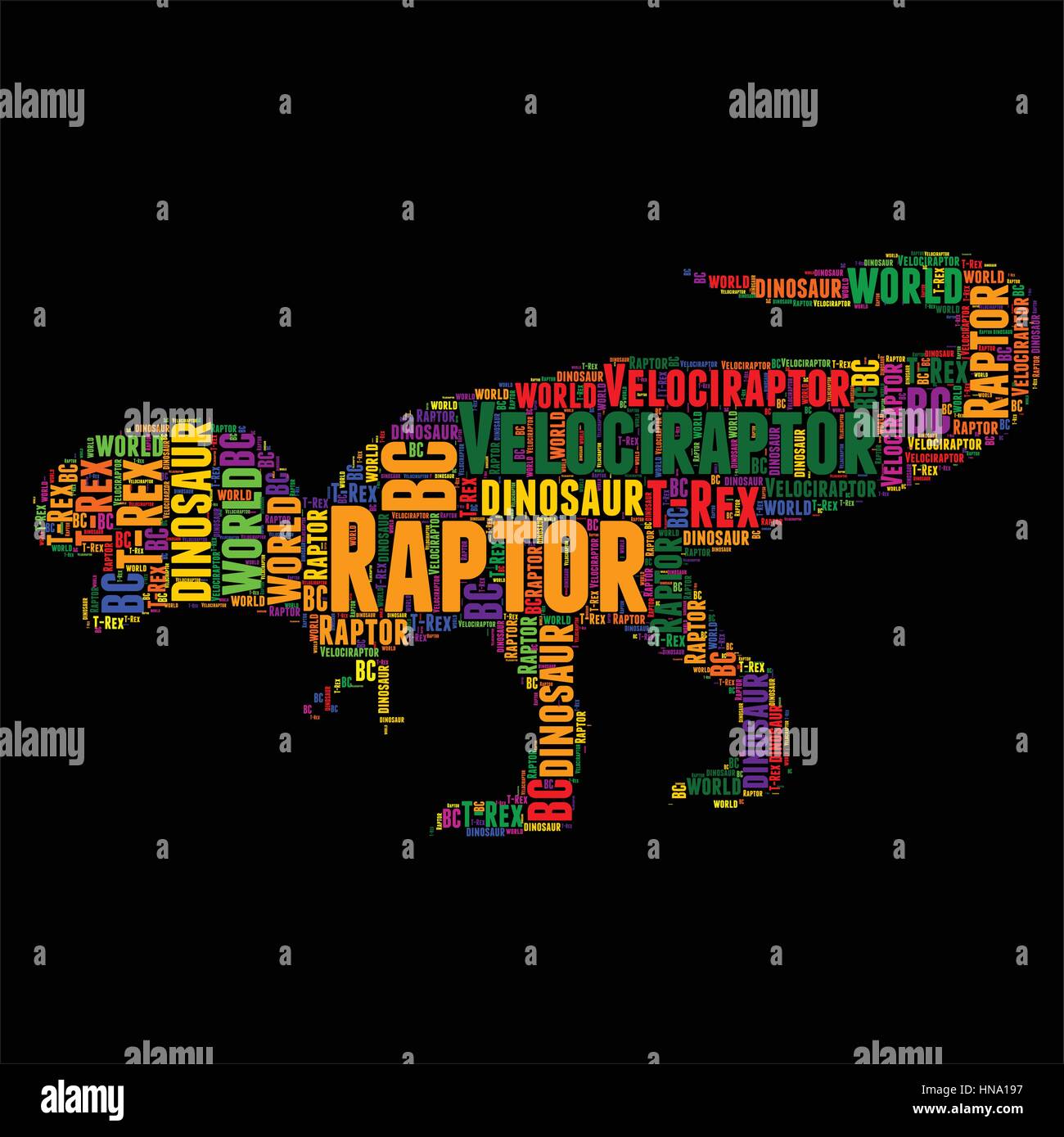Raptor Typography word cloud colorful Vector illustration Stock Vector ...