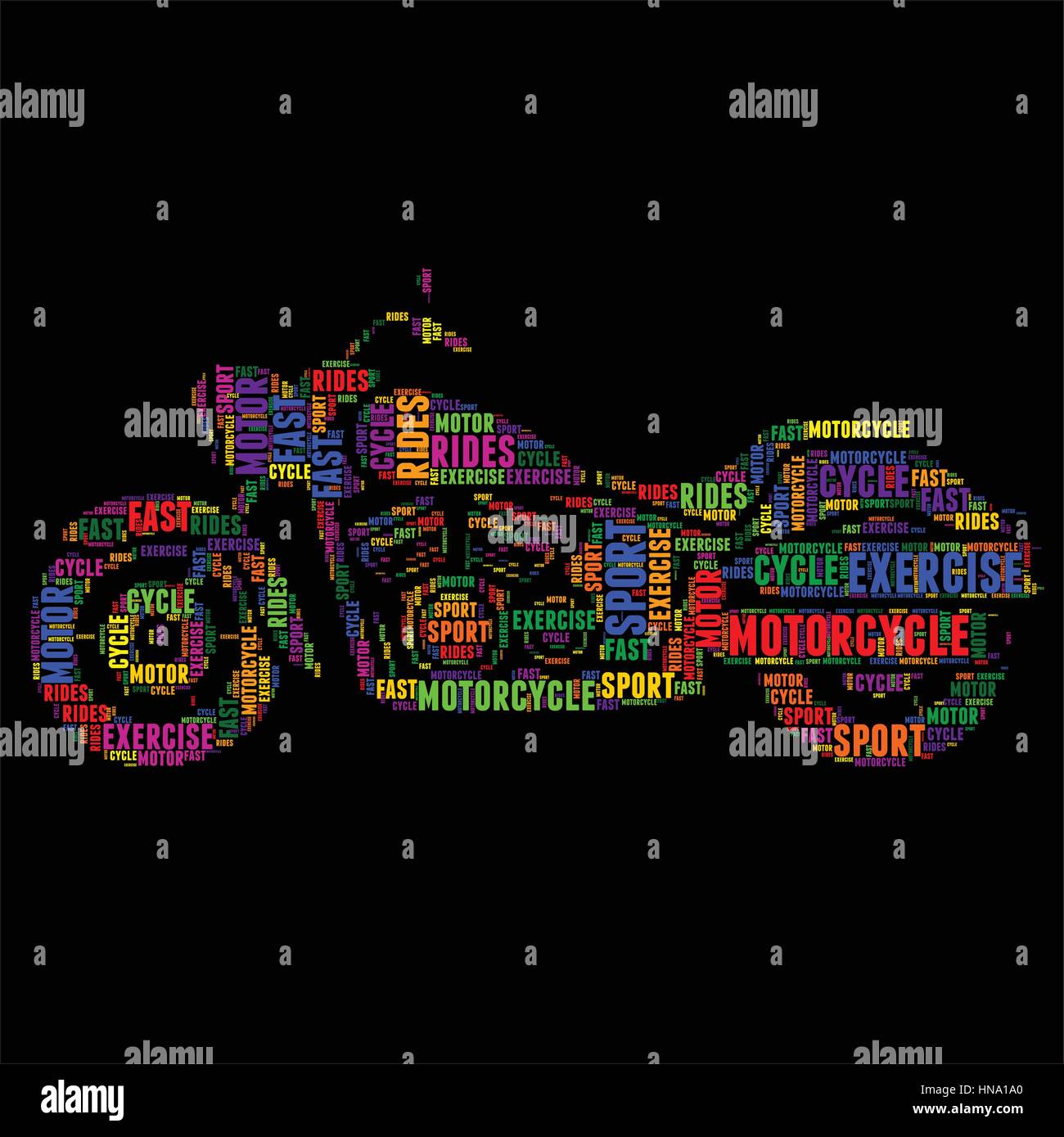 motorcycle Typography word cloud colorful Vector illustration Stock ...