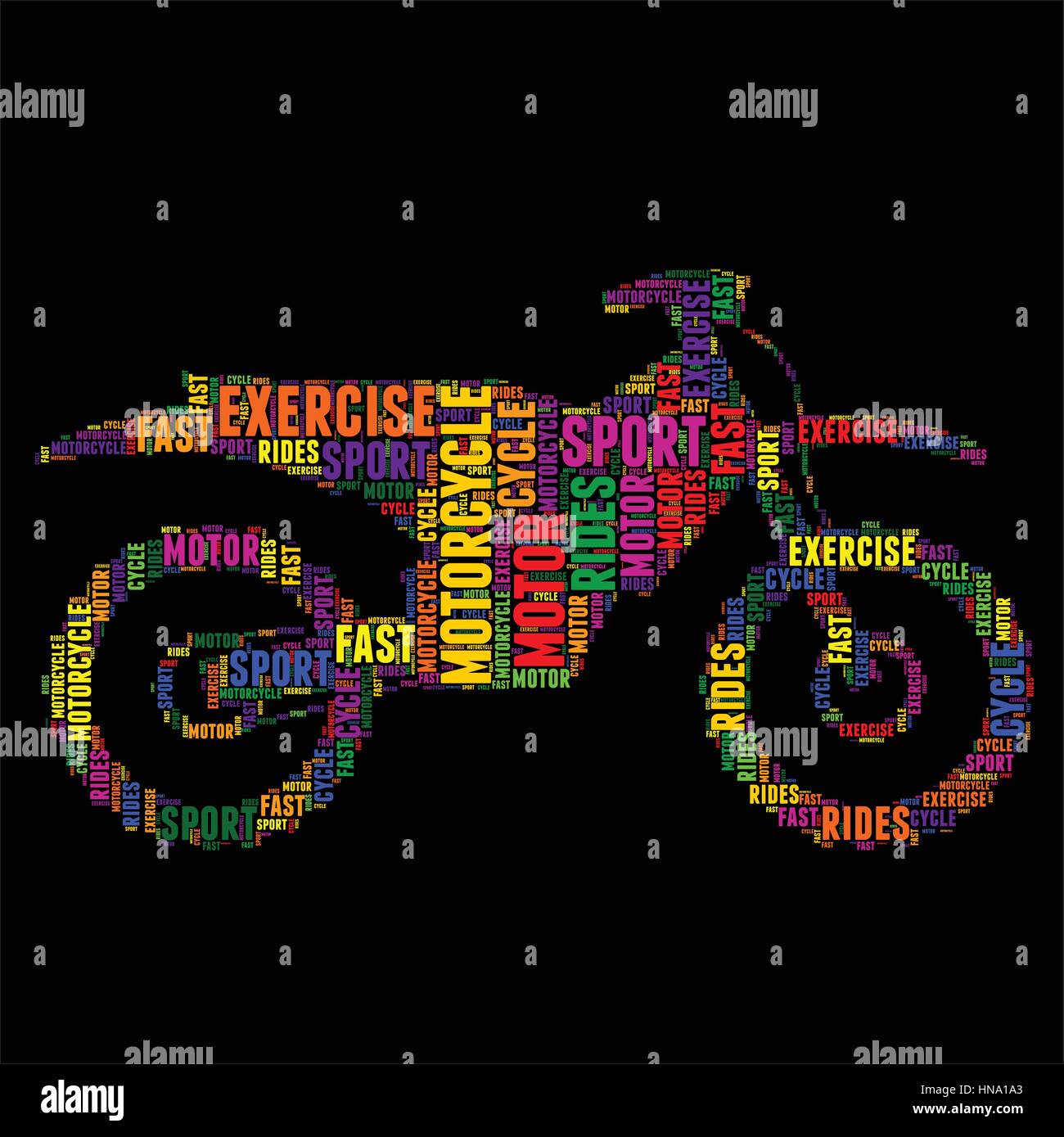 motorcycle Typography word cloud colorful Vector illustration Stock ...