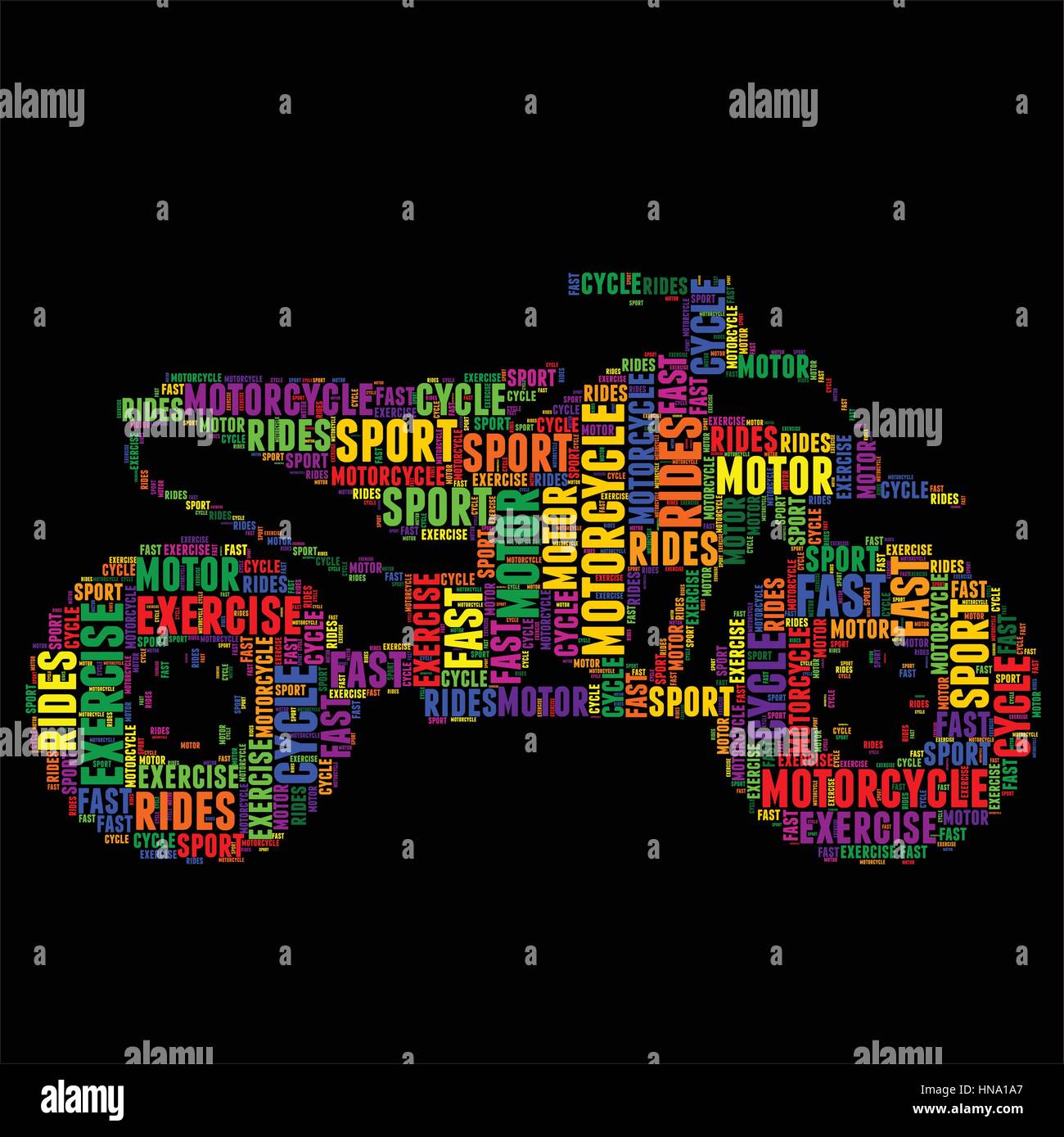 motorcycle Typography word cloud colorful Vector illustration Stock ...