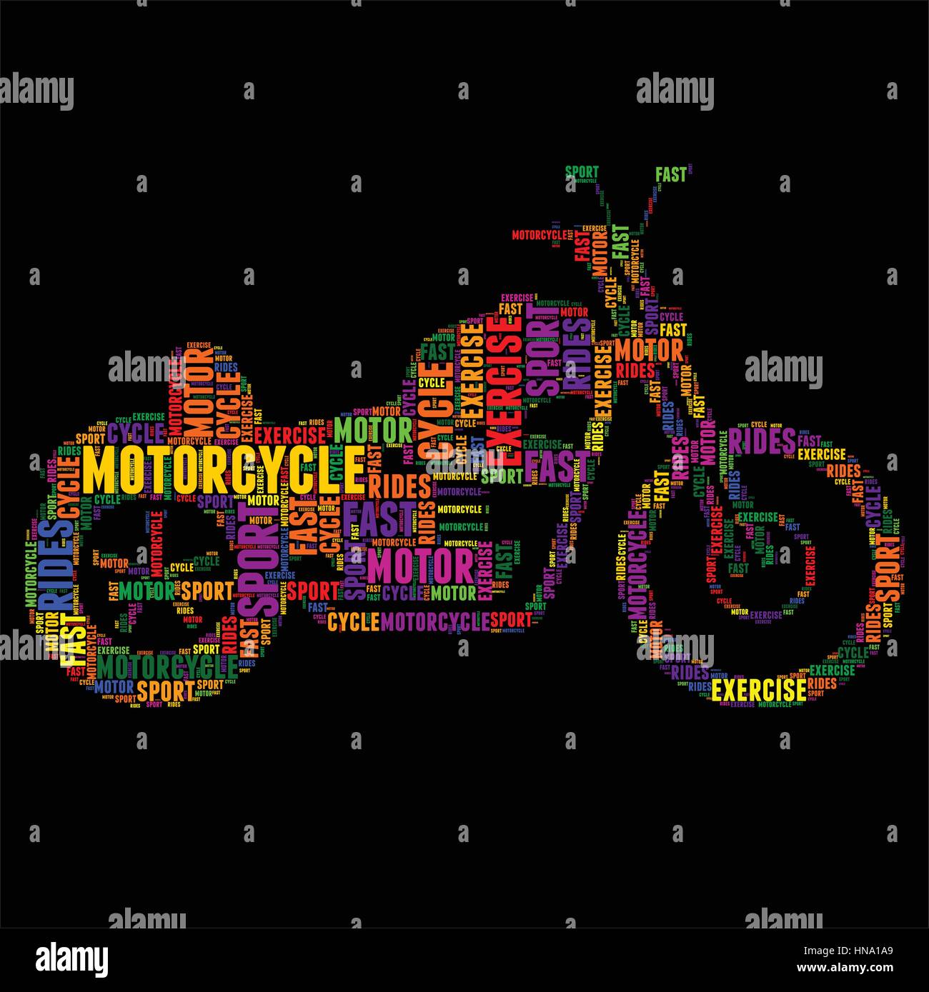 motorcycle Typography word cloud colorful Vector illustration Stock ...