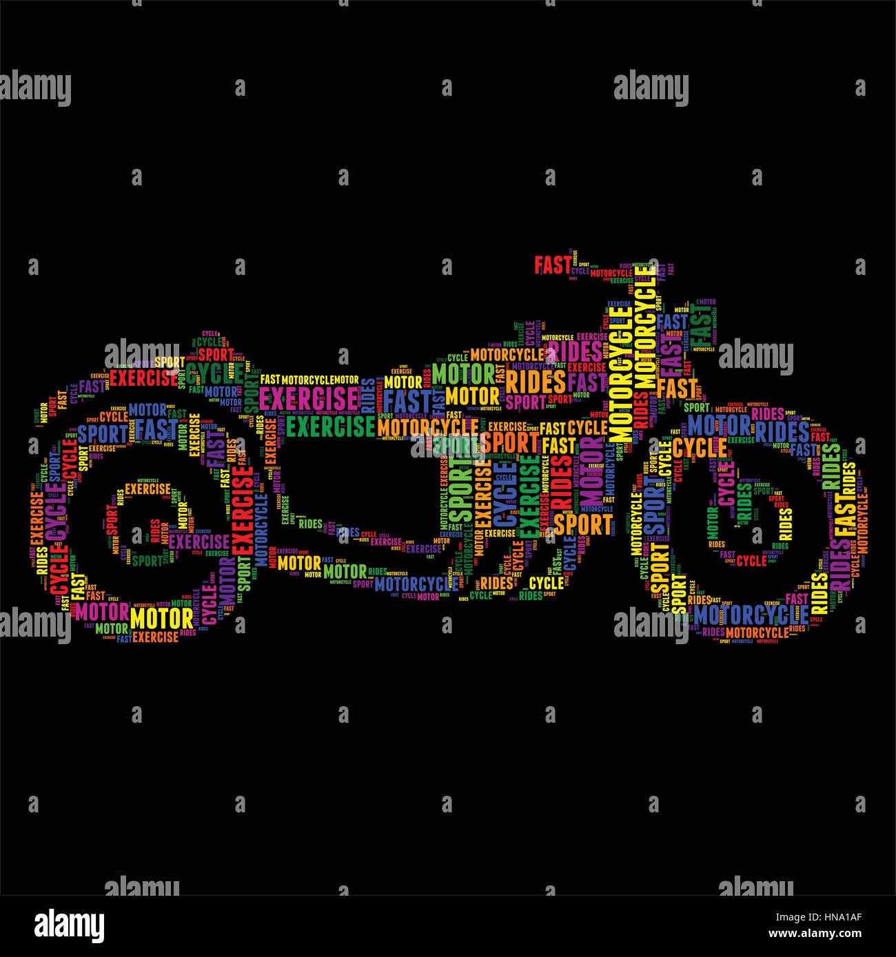 motorcycle Typography word cloud colorful Vector illustration Stock ...