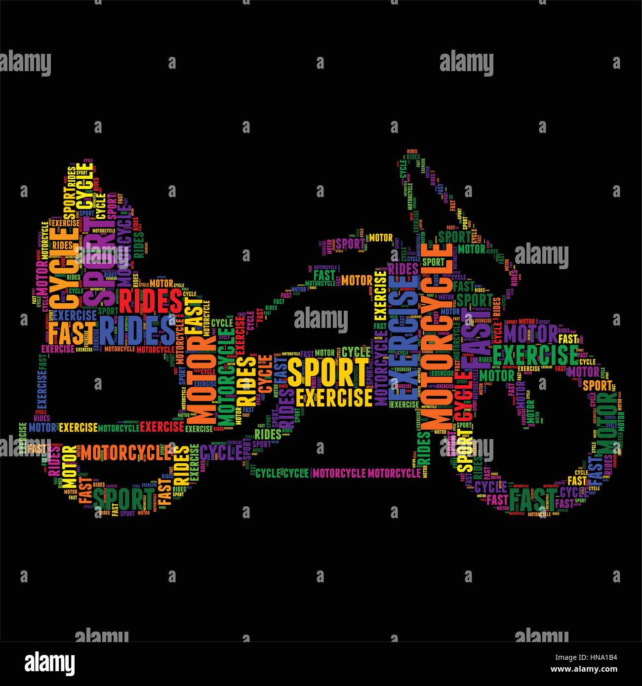 motorcycle Typography word cloud colorful Vector illustration Stock ...