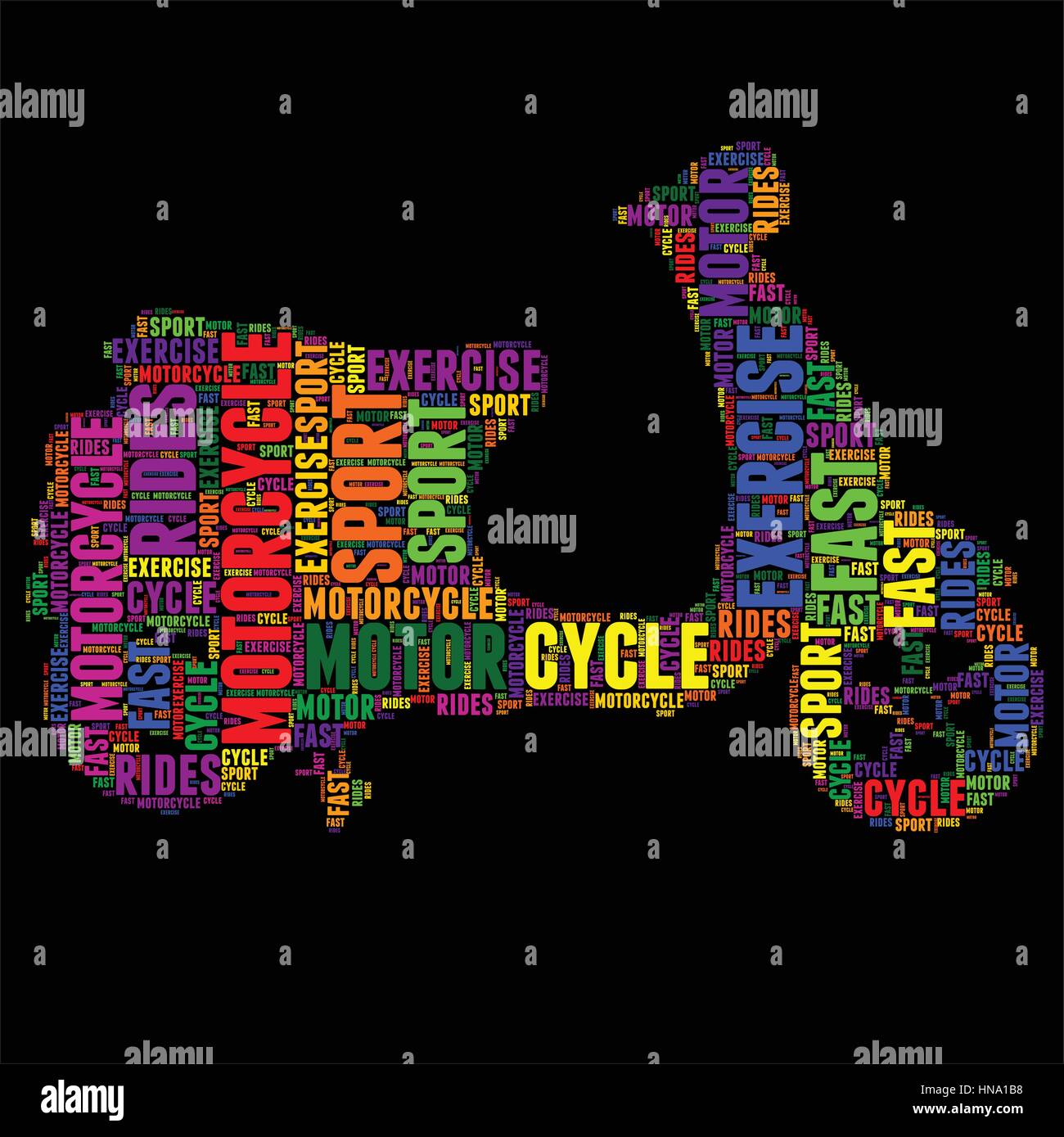 motorcycle Typography word cloud colorful Vector illustration Stock ...