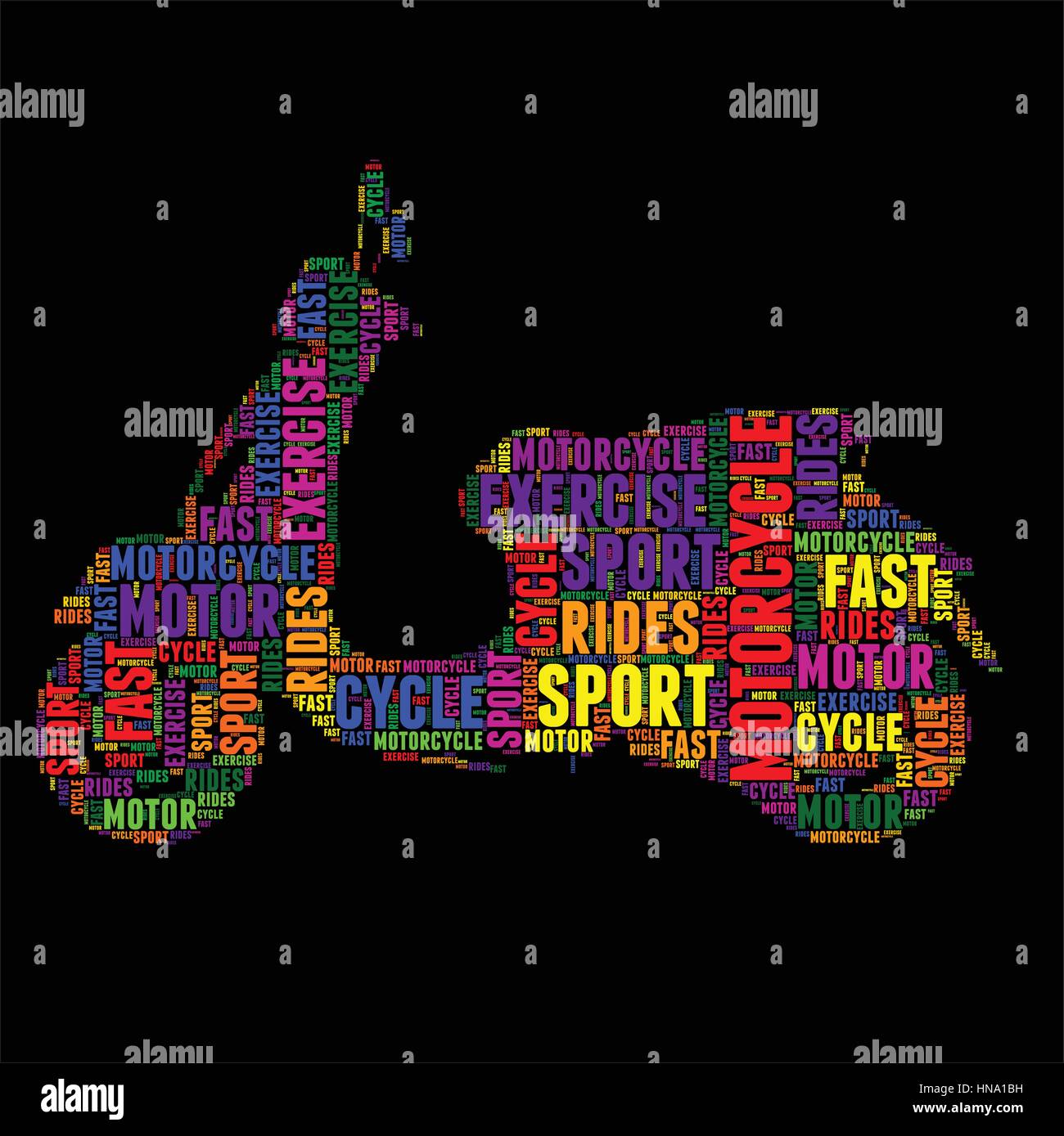 motorcycle Typography word cloud colorful Vector illustration Stock ...