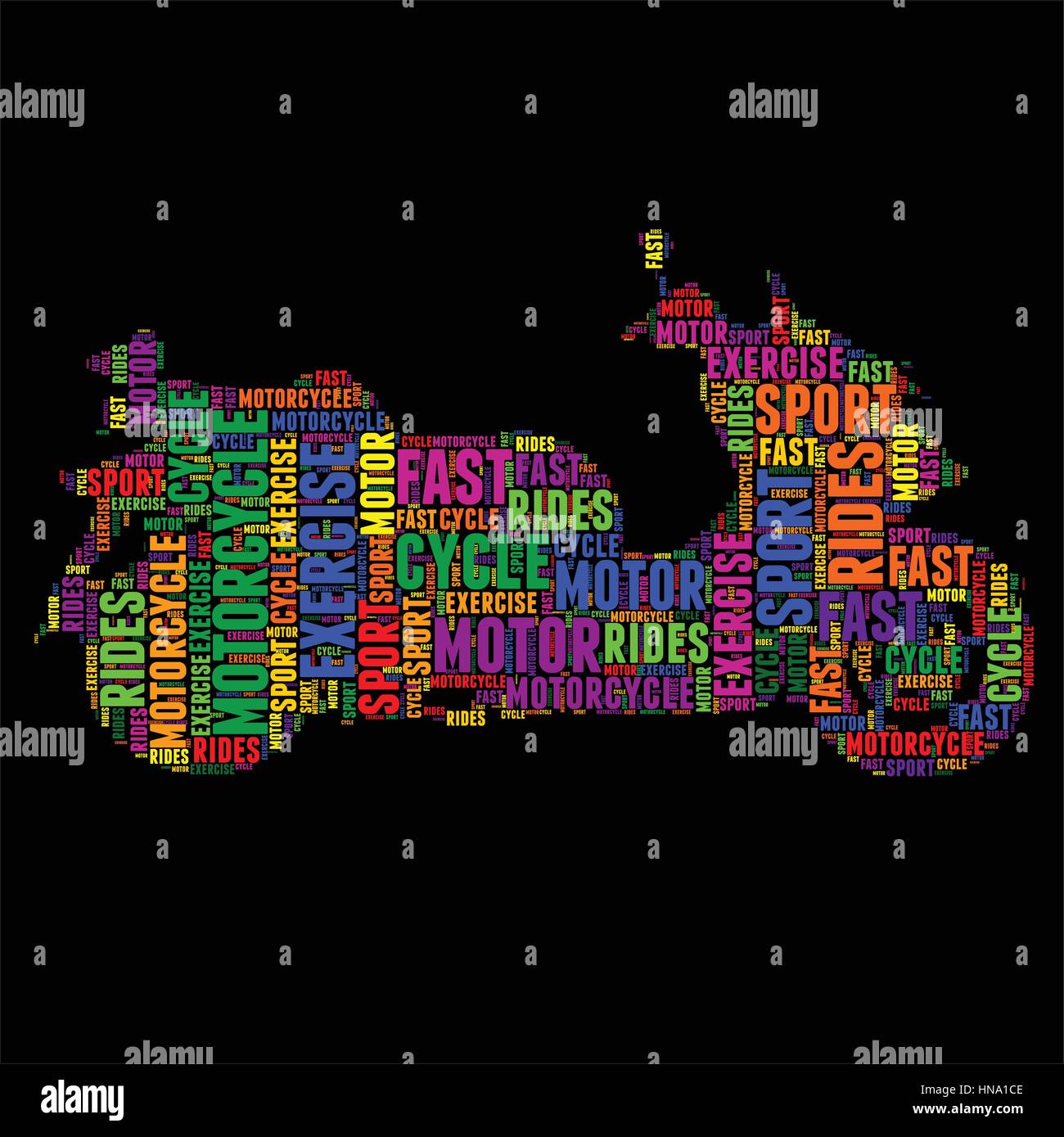 motorcycle Typography word cloud colorful Vector illustration Stock ...