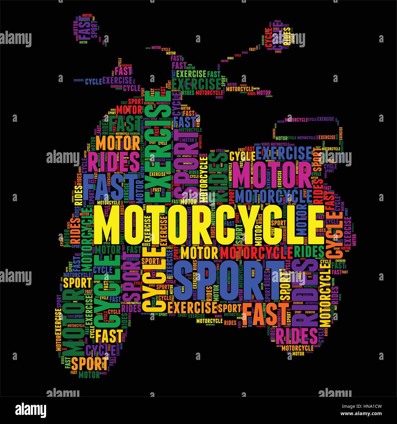 motorcycle Typography word cloud colorful Vector illustration Stock ...