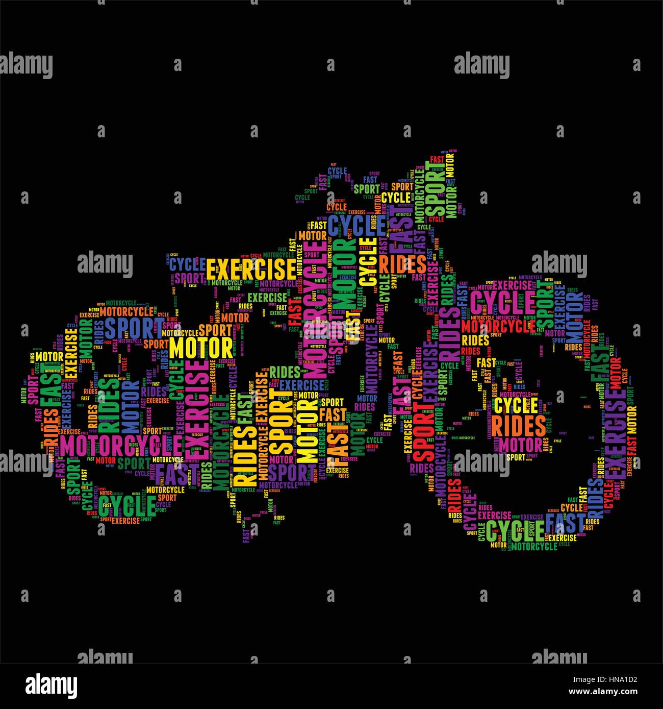 motorcycle Typography word cloud colorful Vector illustration Stock ...