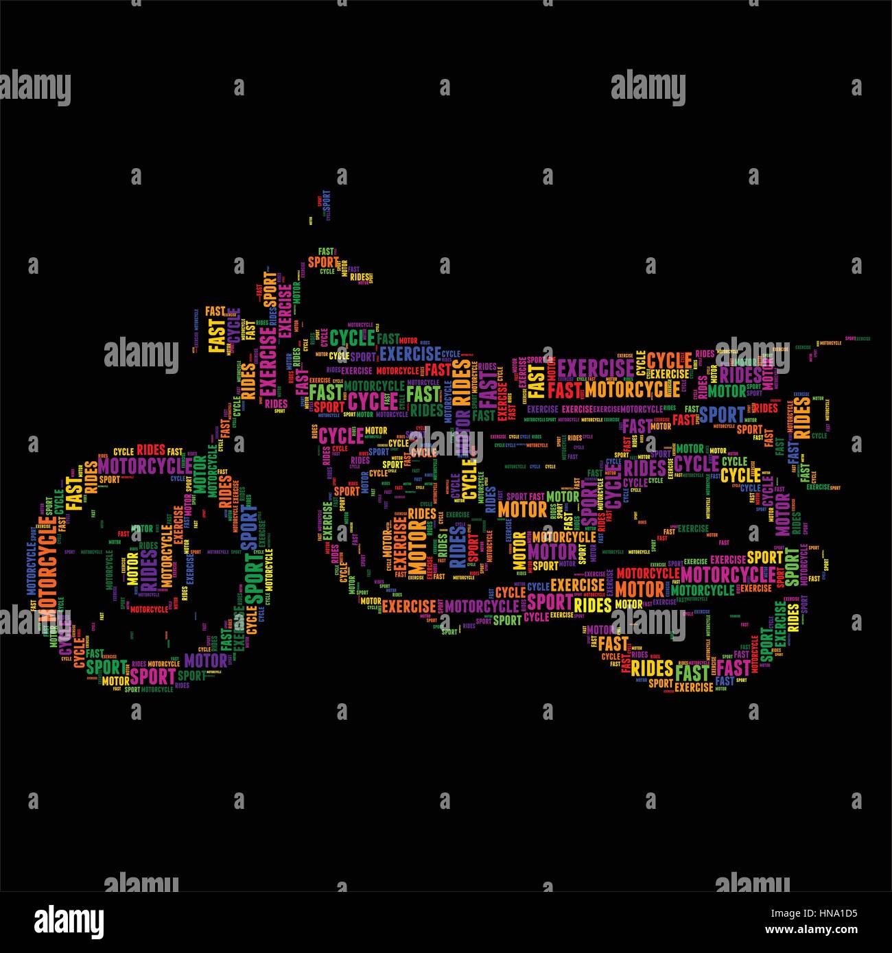 motorcycle Typography word cloud colorful Vector illustration Stock ...