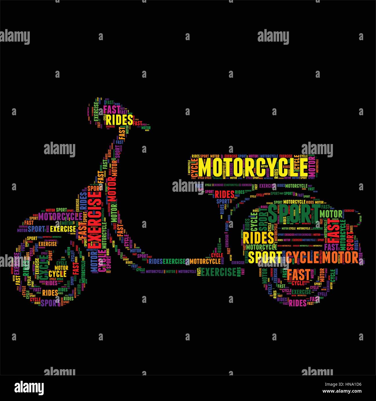 motorcycle Typography word cloud colorful Vector illustration Stock ...