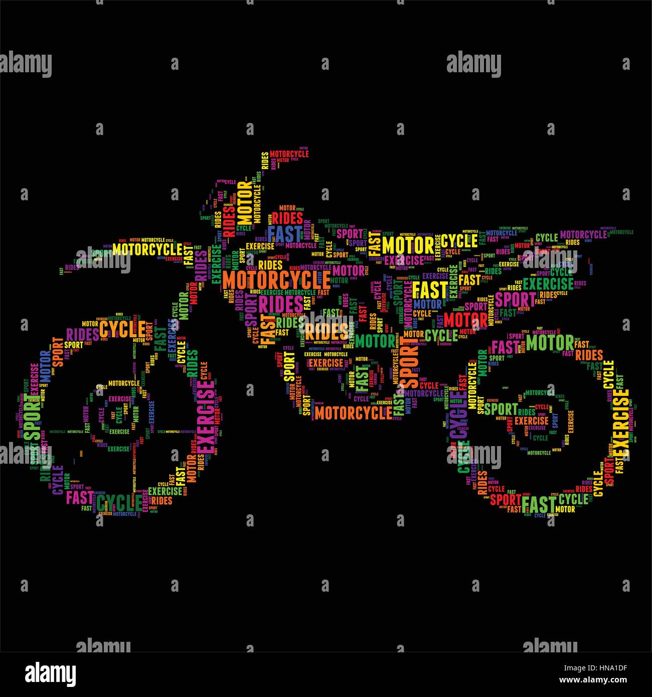 motorcycle Typography word cloud colorful Vector illustration Stock ...