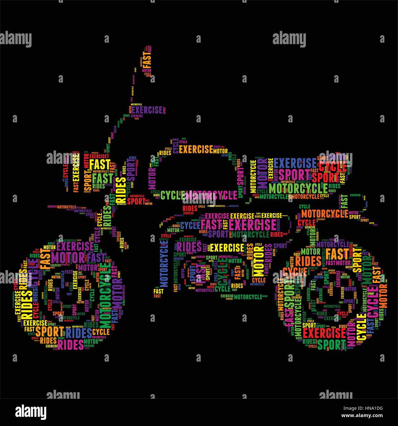 motorcycle Typography word cloud colorful Vector illustration Stock ...