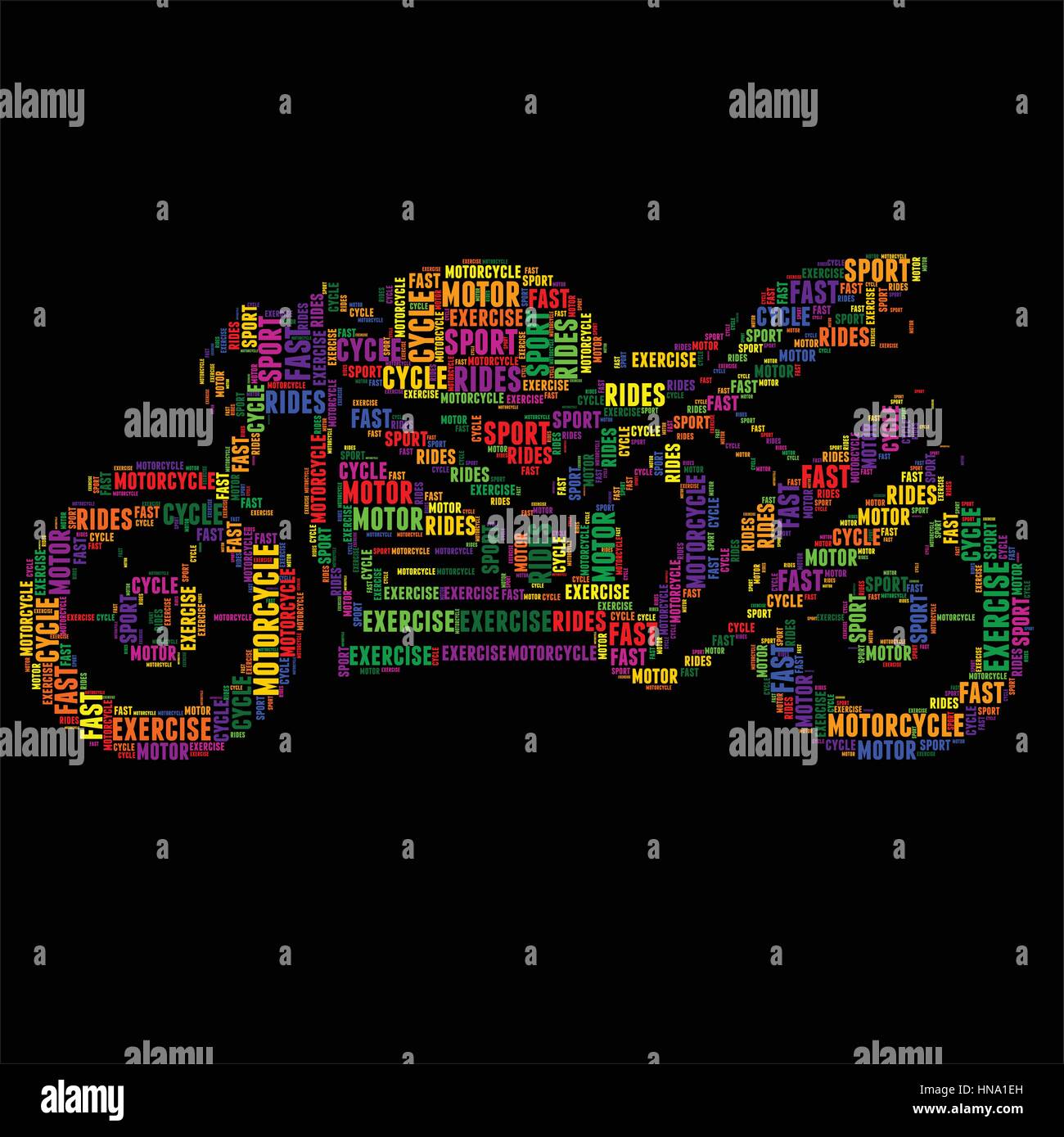 motorcycle Typography word cloud colorful Vector illustration Stock ...