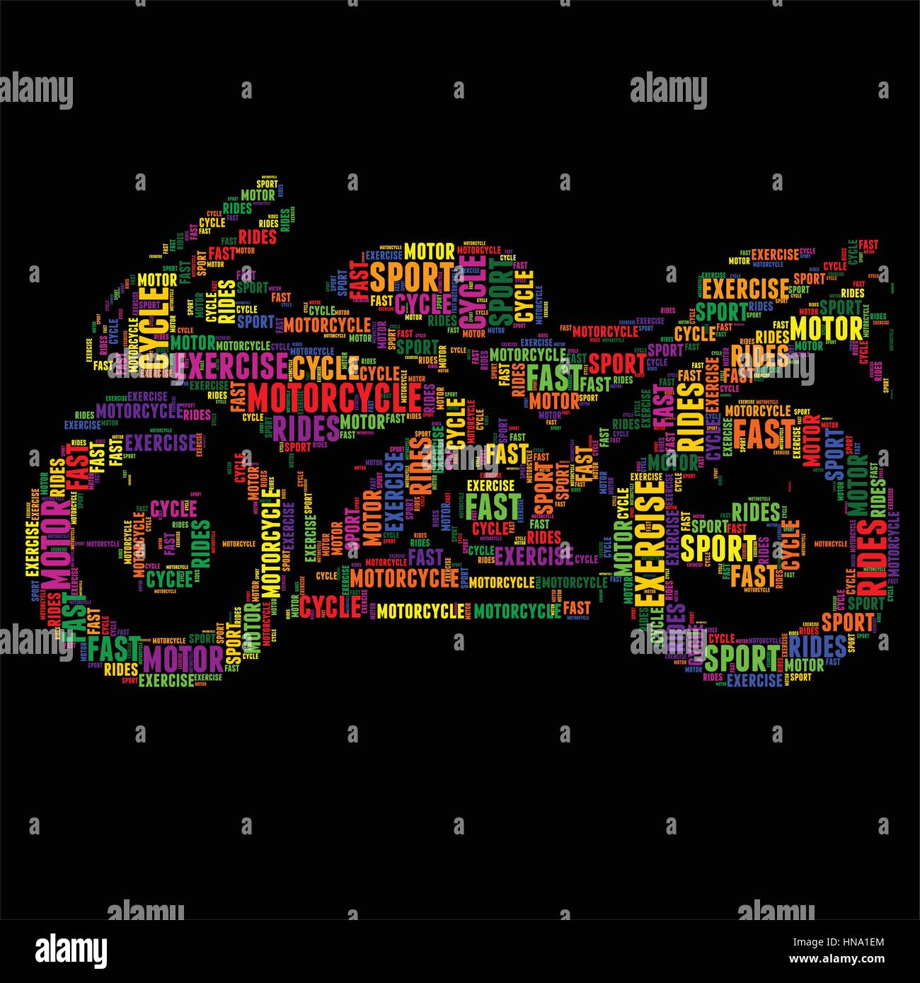 motorcycle Typography word cloud colorful Vector illustration Stock ...