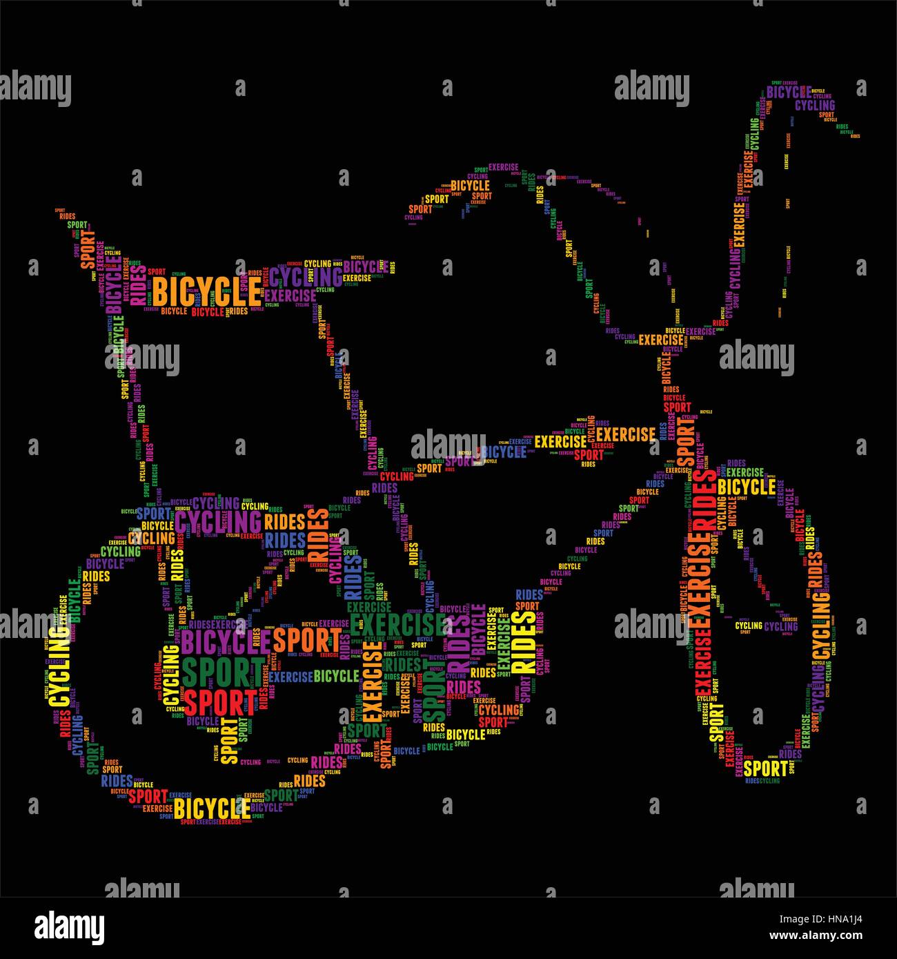 bicycle Typography word cloud colorful Vector illustration Stock Vector ...