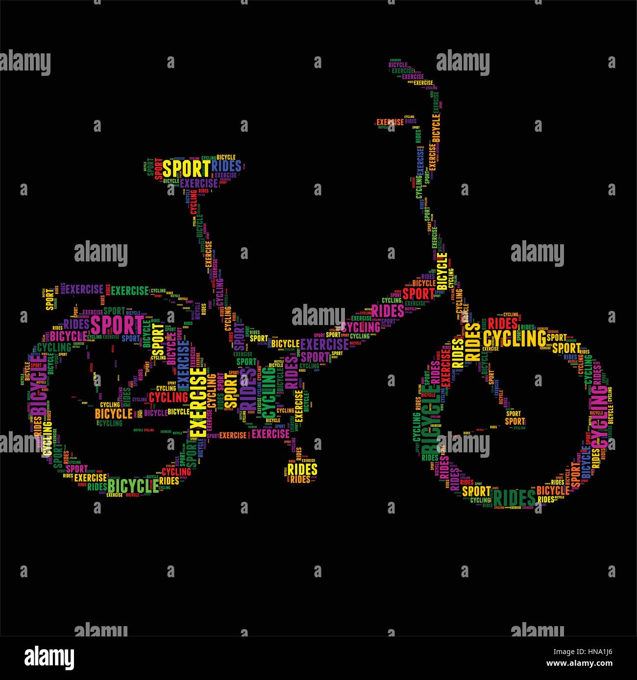 bicycle Typography word cloud colorful Vector illustration Stock Vector ...
