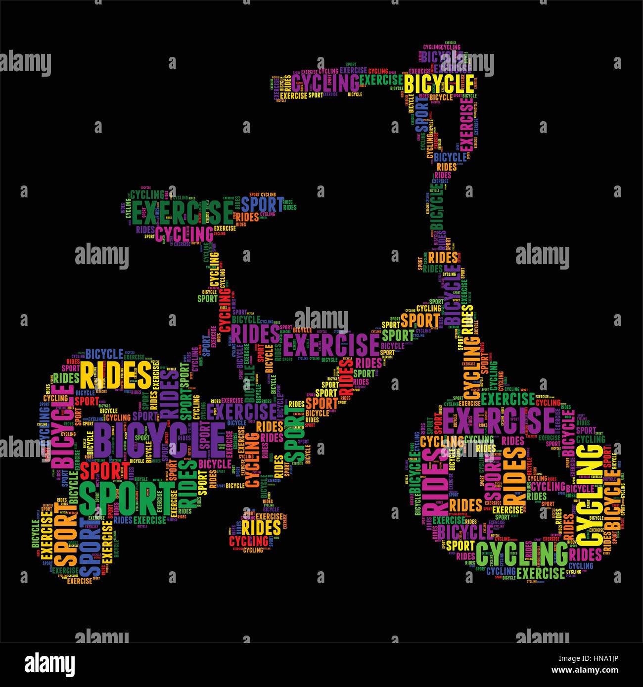 bicycle Typography word cloud colorful Vector illustration Stock Vector ...