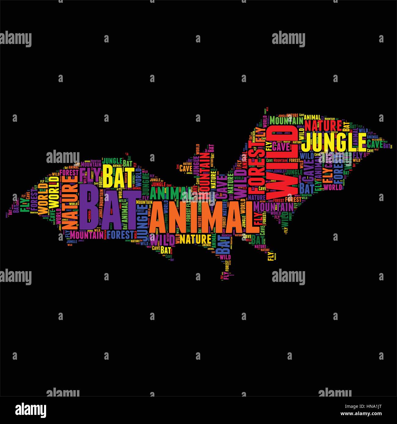 Bat Typography word cloud colorful Vector illustration Stock Vector ...