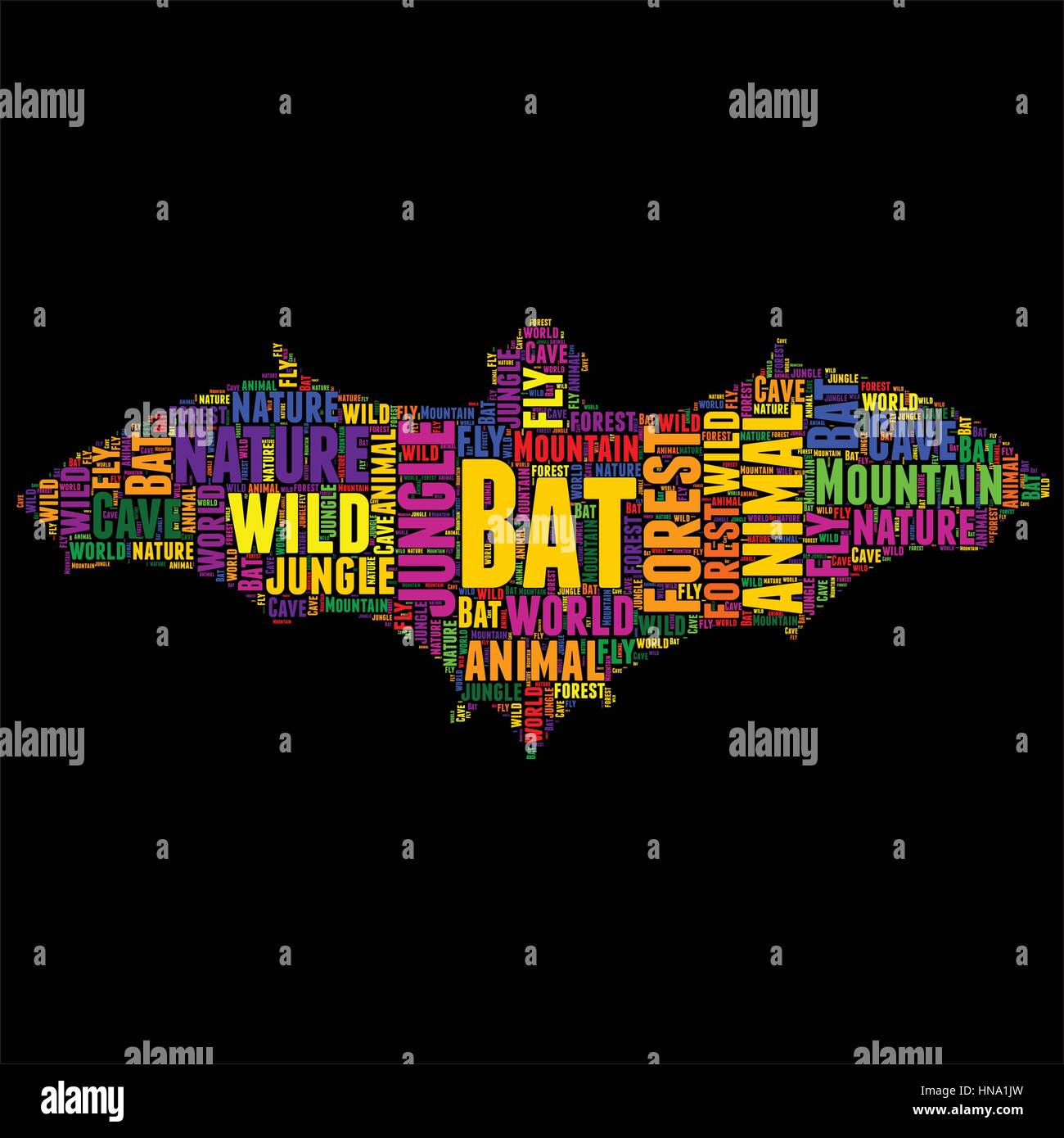 Bat Typography word cloud colorful Vector illustration Stock Vector ...