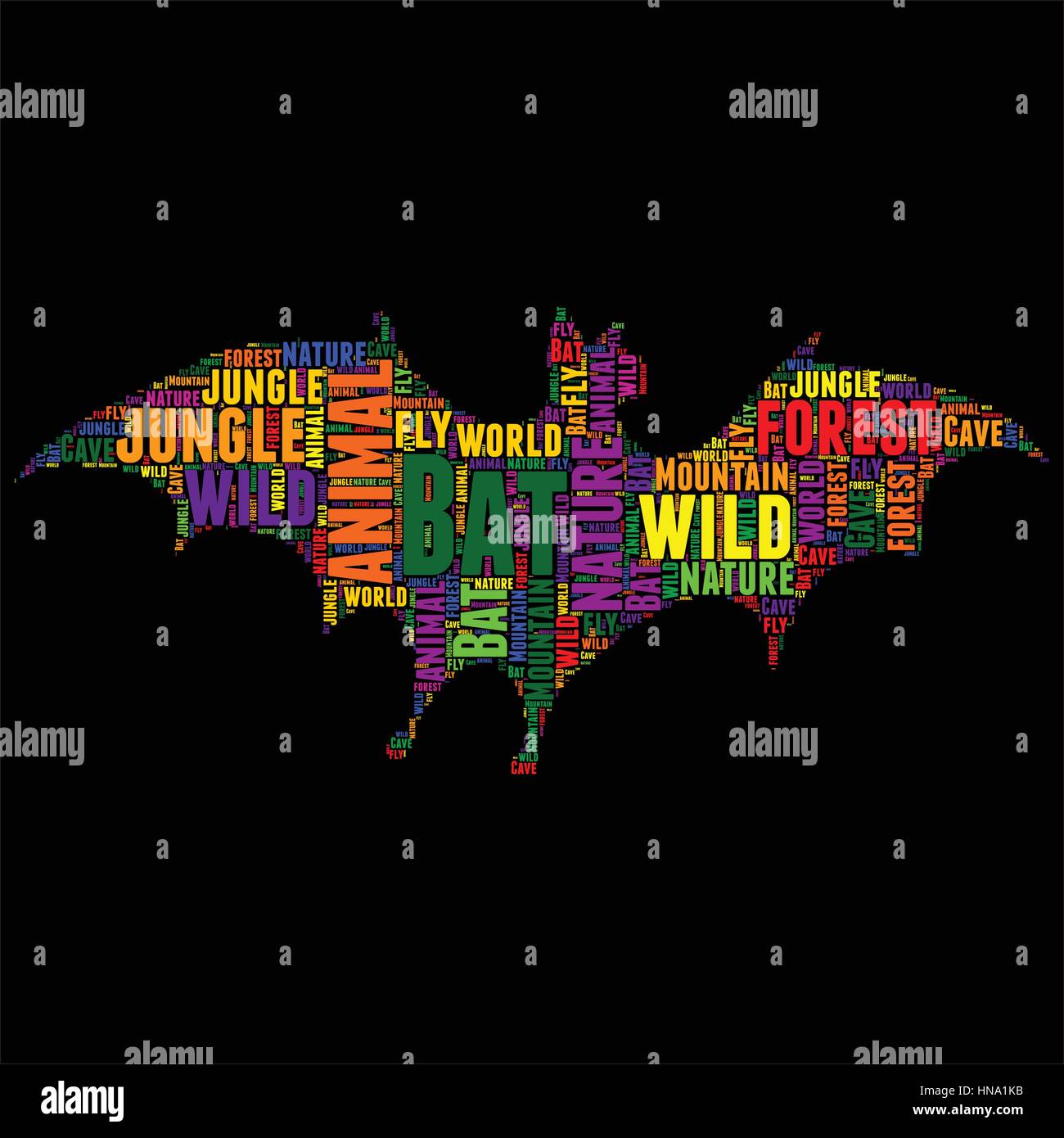Bat Typography word cloud colorful Vector illustration Stock Vector ...