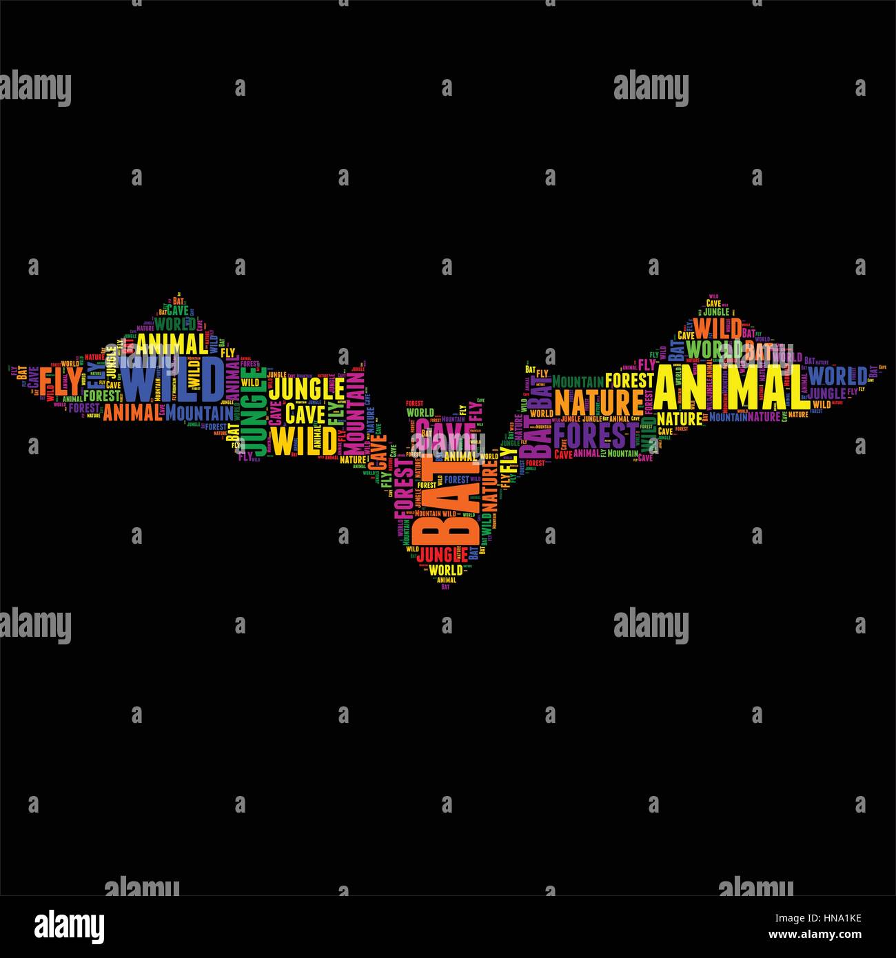 Bat Typography word cloud colorful Vector illustration Stock Vector ...