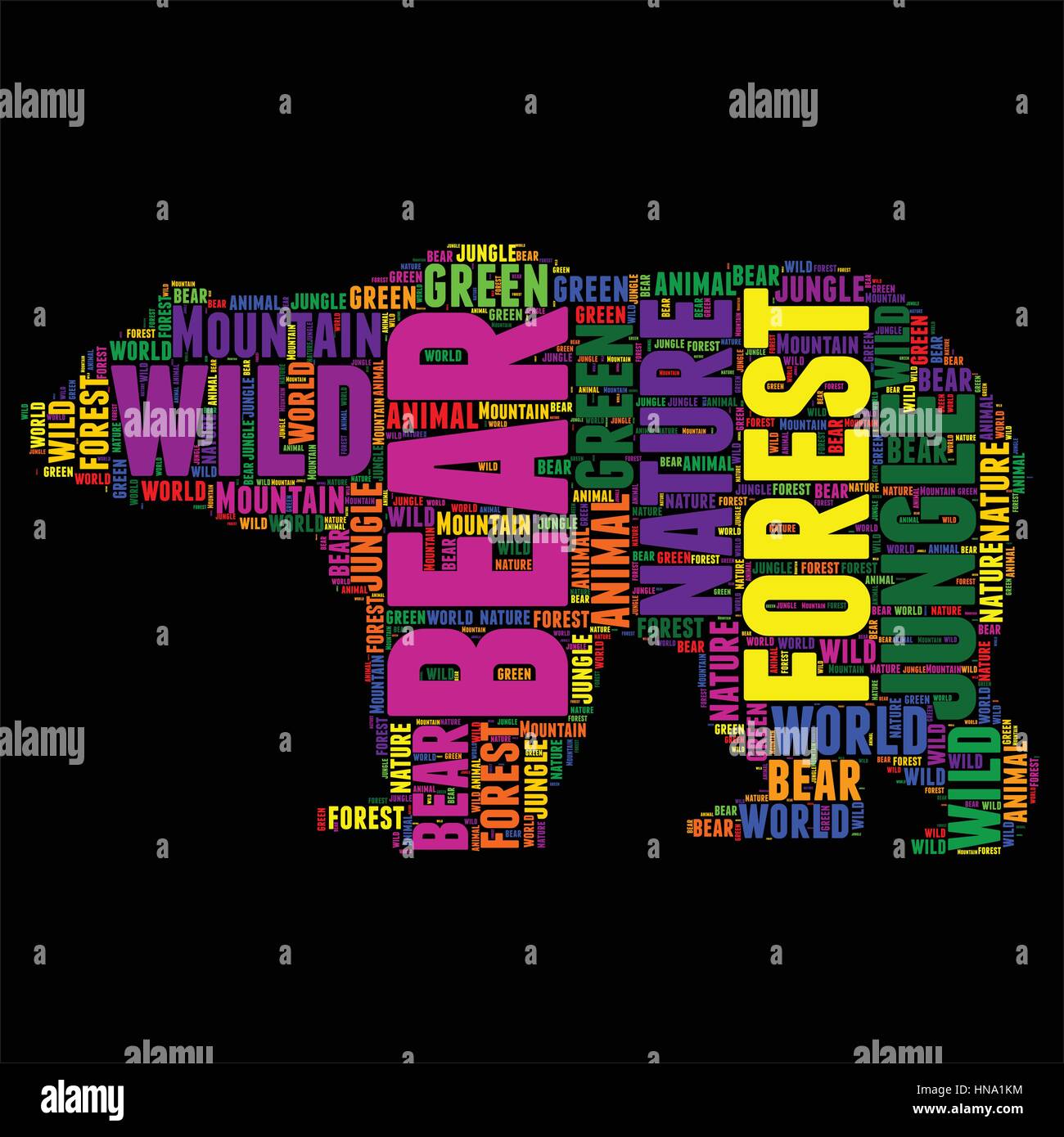 bear Typography word cloud colorful Vector illustration Stock Vector ...