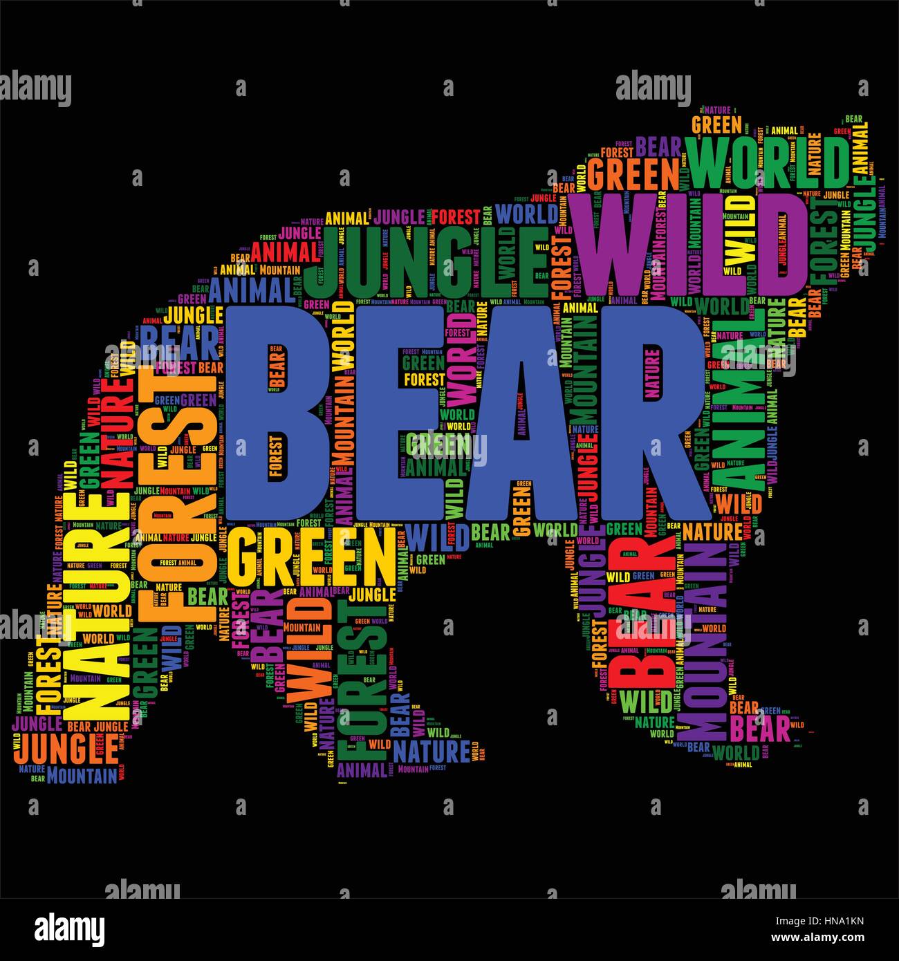 bear Typography word cloud colorful Vector illustration Stock Vector ...