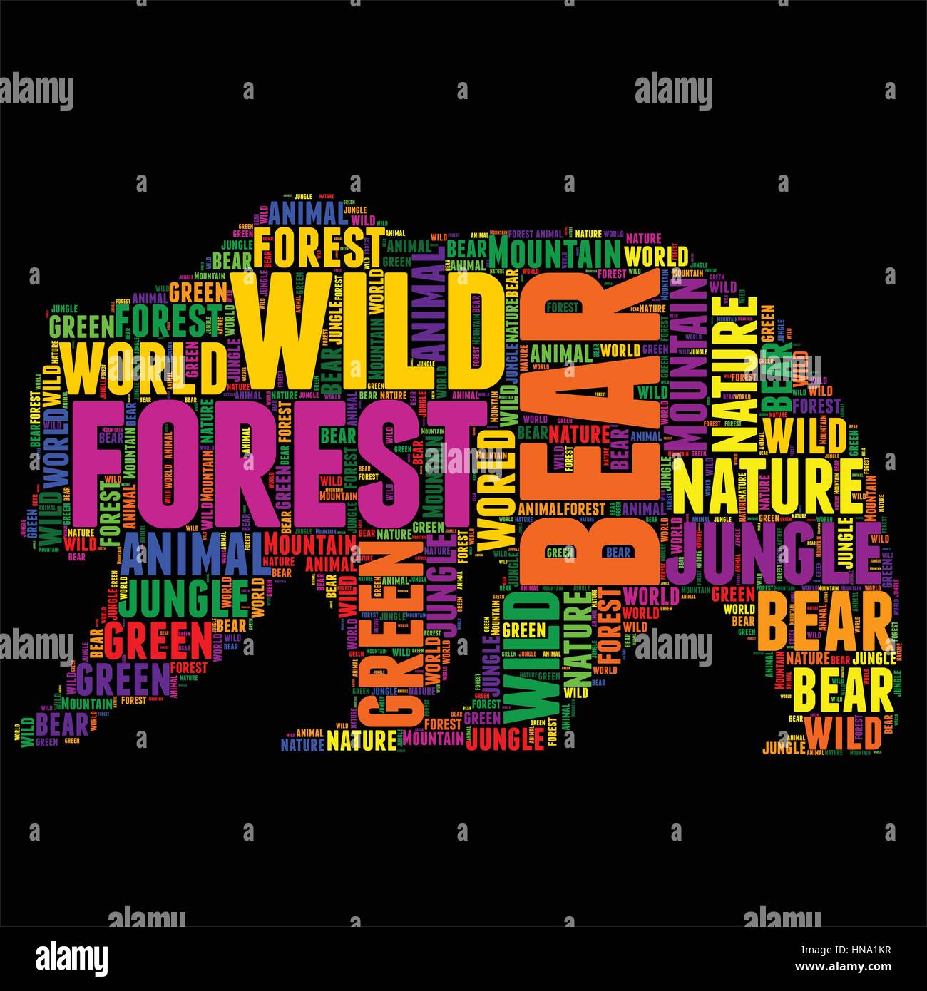 bear Typography word cloud colorful Vector illustration Stock Vector ...
