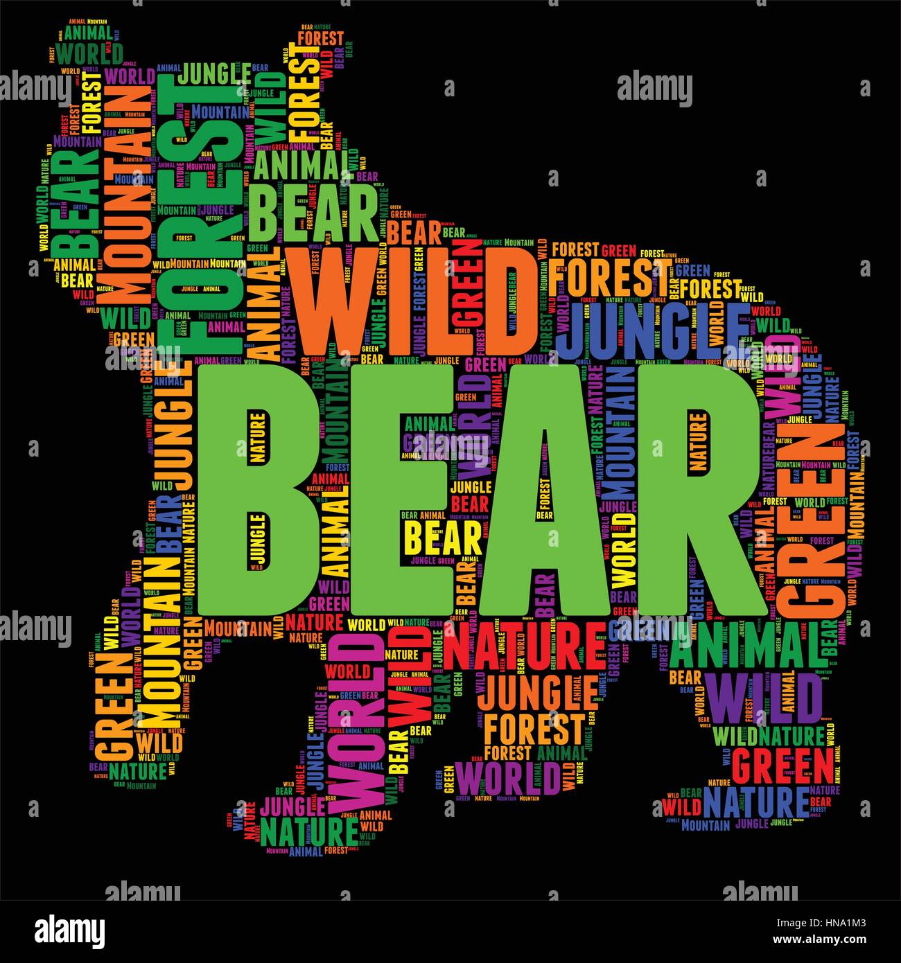 bear Typography word cloud colorful Vector illustration Stock Vector ...