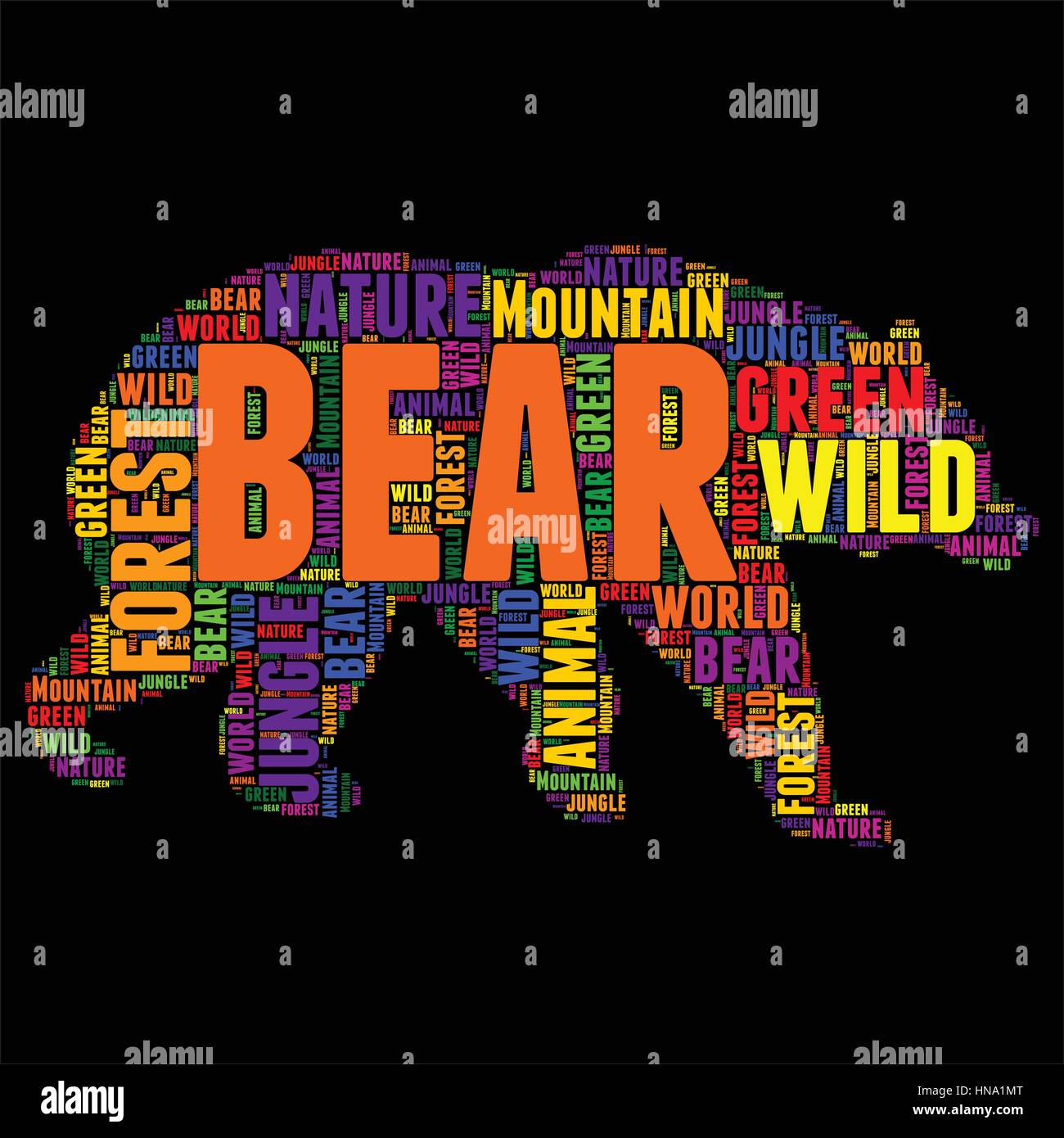 bear Typography word cloud colorful Vector illustration Stock Vector ...