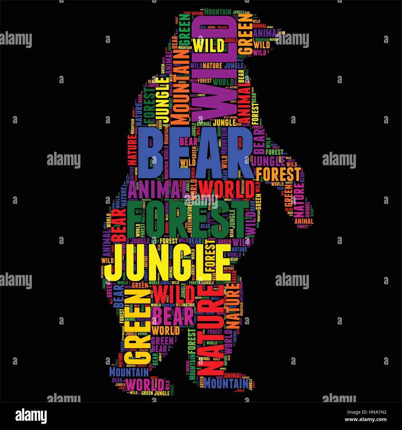 bear Typography word cloud colorful Vector illustration Stock Vector ...