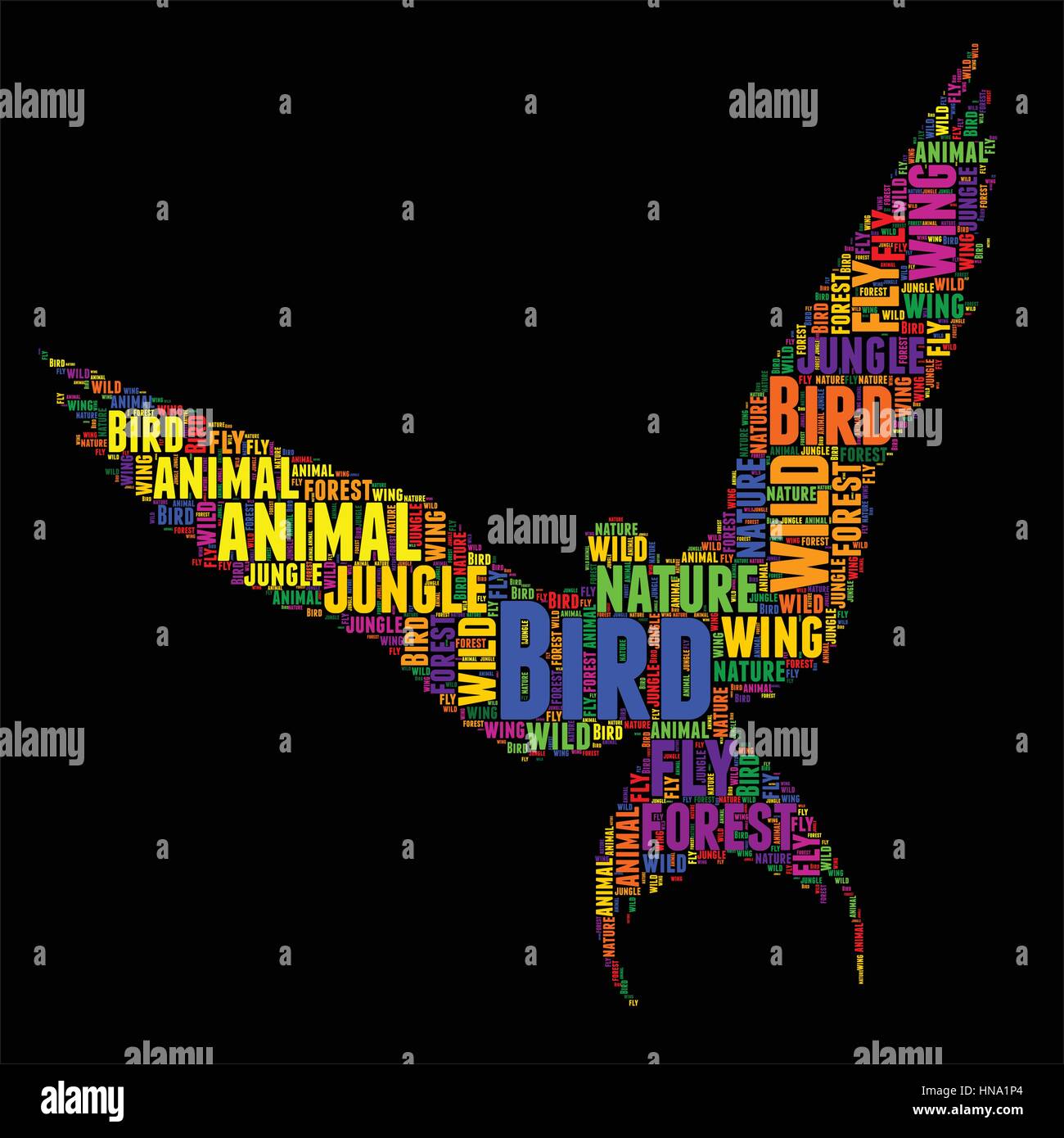 Bird Typography word cloud colorful Vector illustration Stock Vector ...