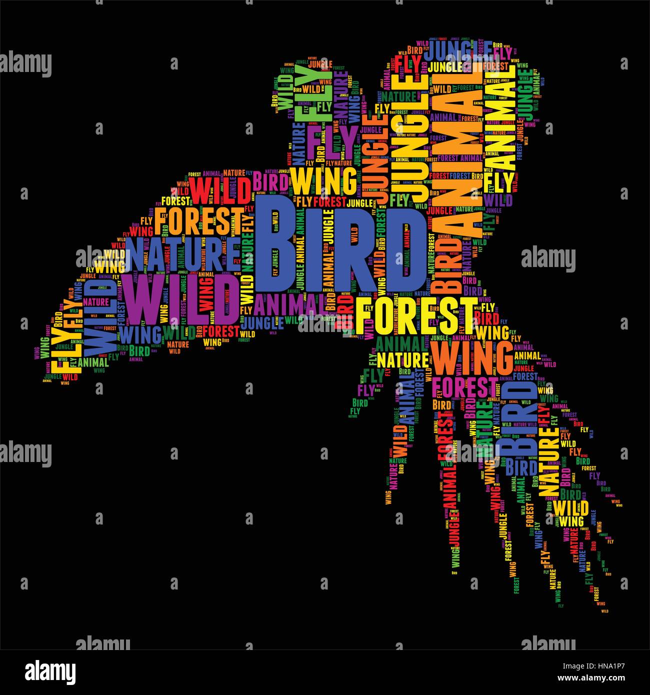 Bird Typography word cloud colorful Vector illustration Stock Vector ...