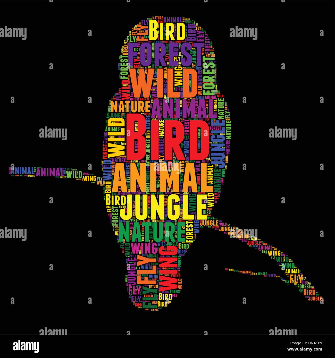 Bird Typography word cloud colorful Vector illustration Stock Vector ...