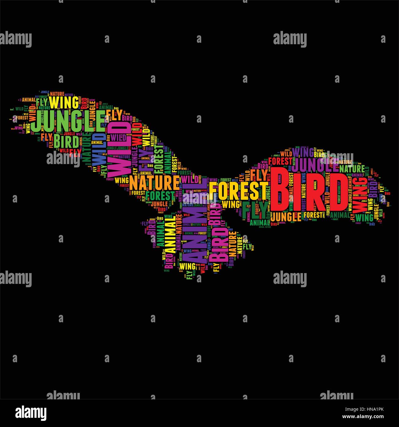 Bird Typography word cloud colorful Vector illustration Stock Vector ...