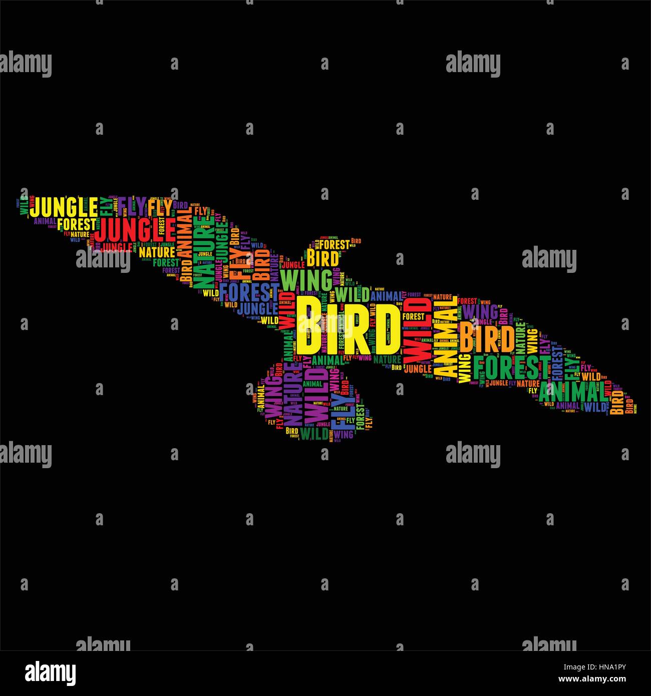Bird Typography word cloud colorful Vector illustration Stock Vector ...