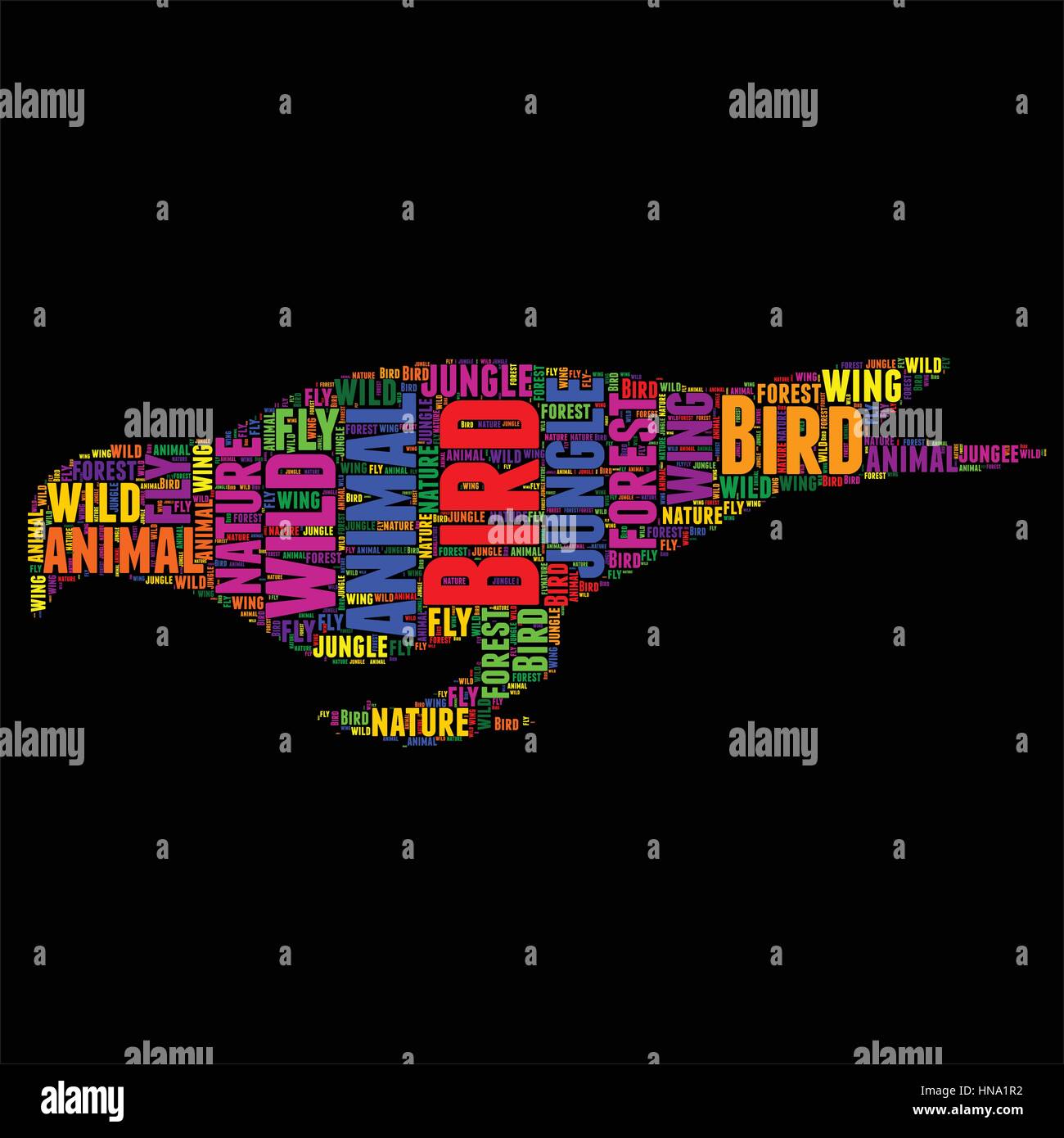Bird Typography word cloud colorful Vector illustration Stock Vector ...