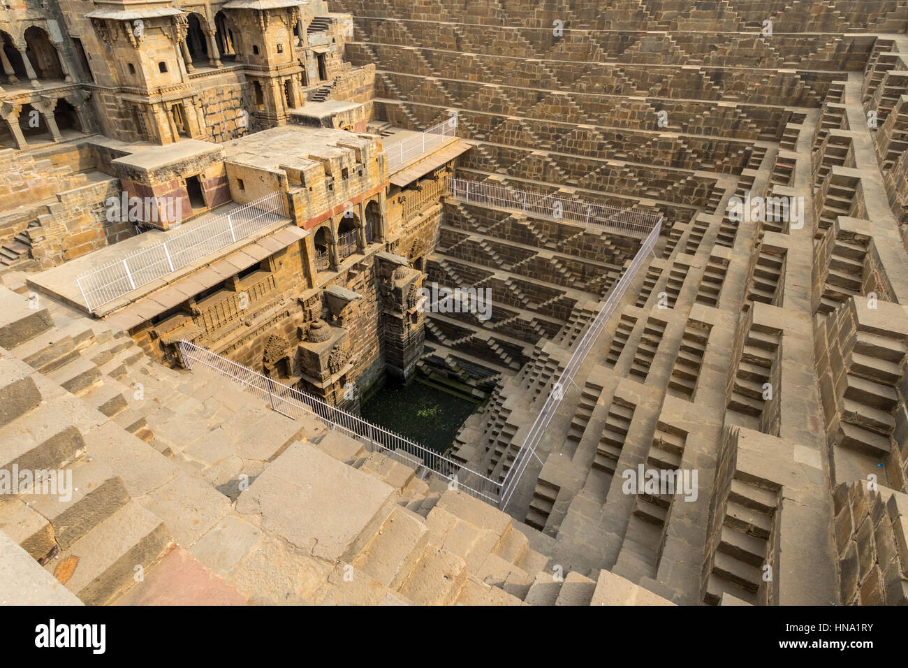 The Chand Baori Stepwell in the Rajasthani village of Abhaneri, North ...
