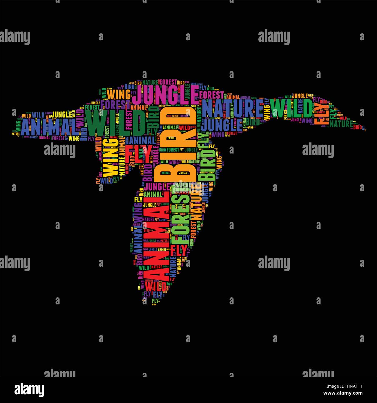 Bird Typography word cloud colorful Vector illustration Stock Vector ...