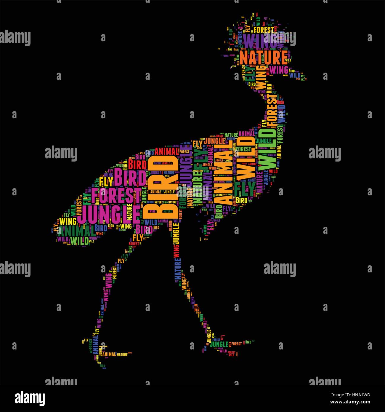 Bird Typography word cloud colorful Vector illustration Stock Vector ...