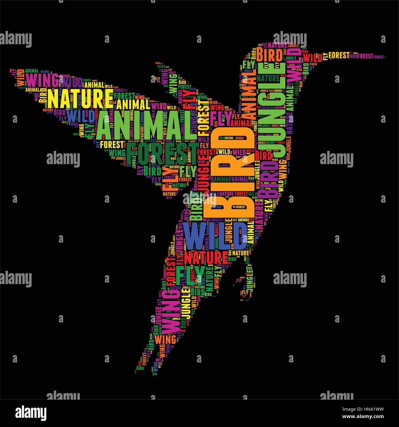 Bird Typography word cloud colorful Vector illustration Stock Vector ...