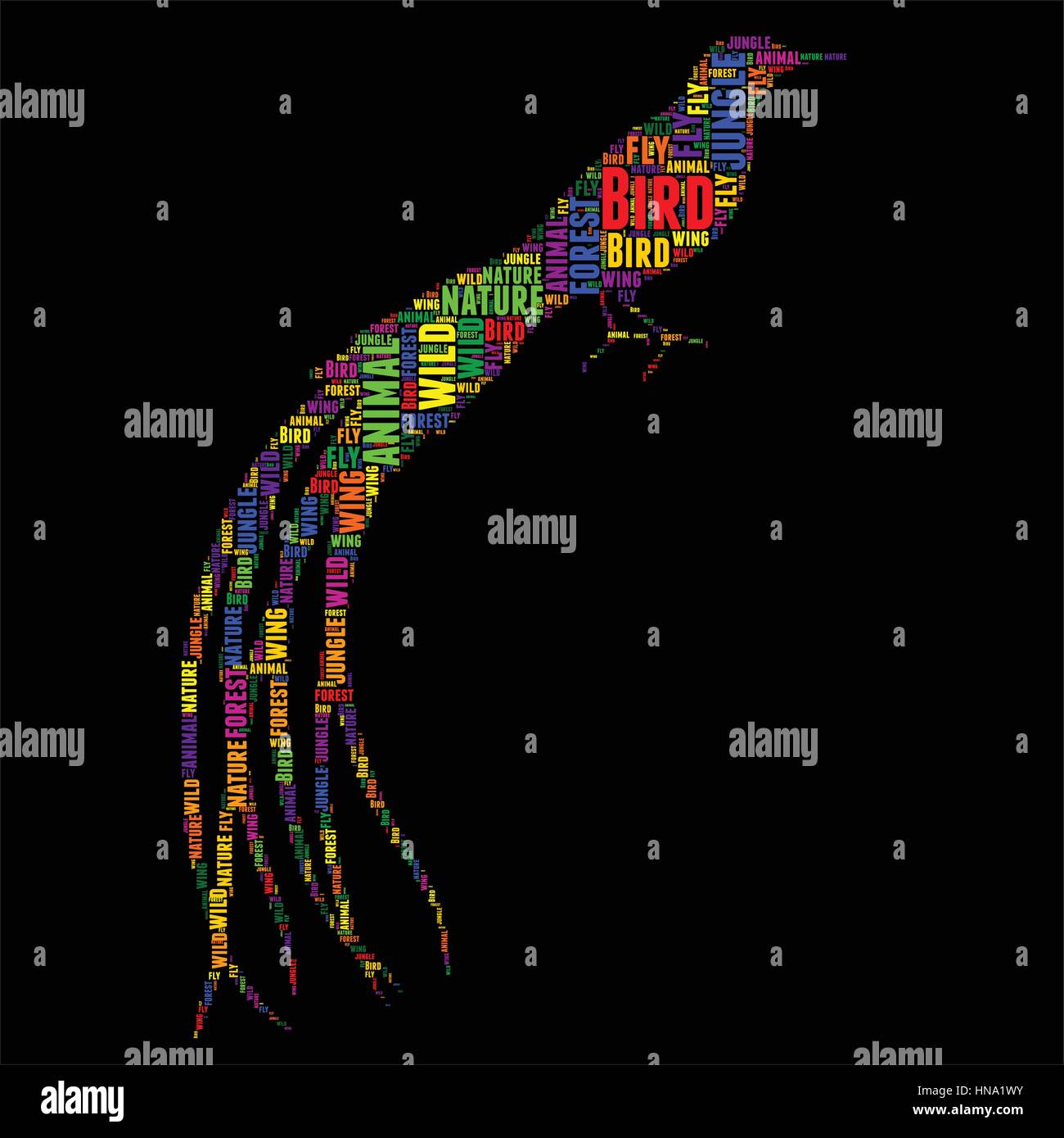 Bird Typography word cloud colorful Vector illustration Stock Vector ...