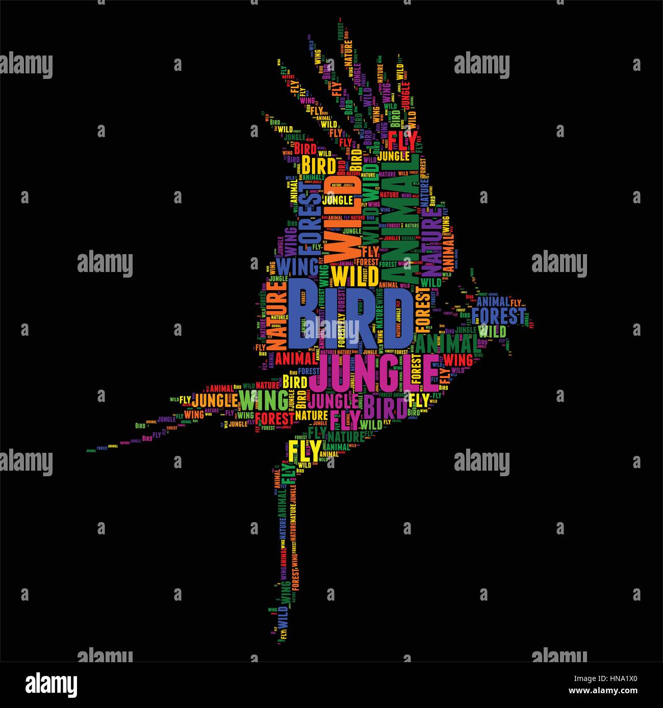 Bird Typography word cloud colorful Vector illustration Stock Vector ...