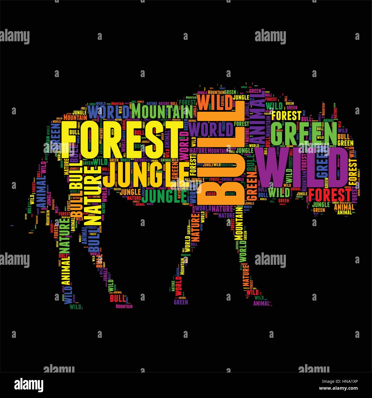 bull Typography word cloud colorful Vector illustration Stock Vector ...