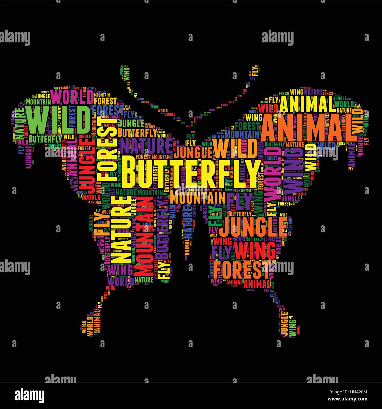 Butterfly Typography word cloud colorful Vector illustration Stock ...