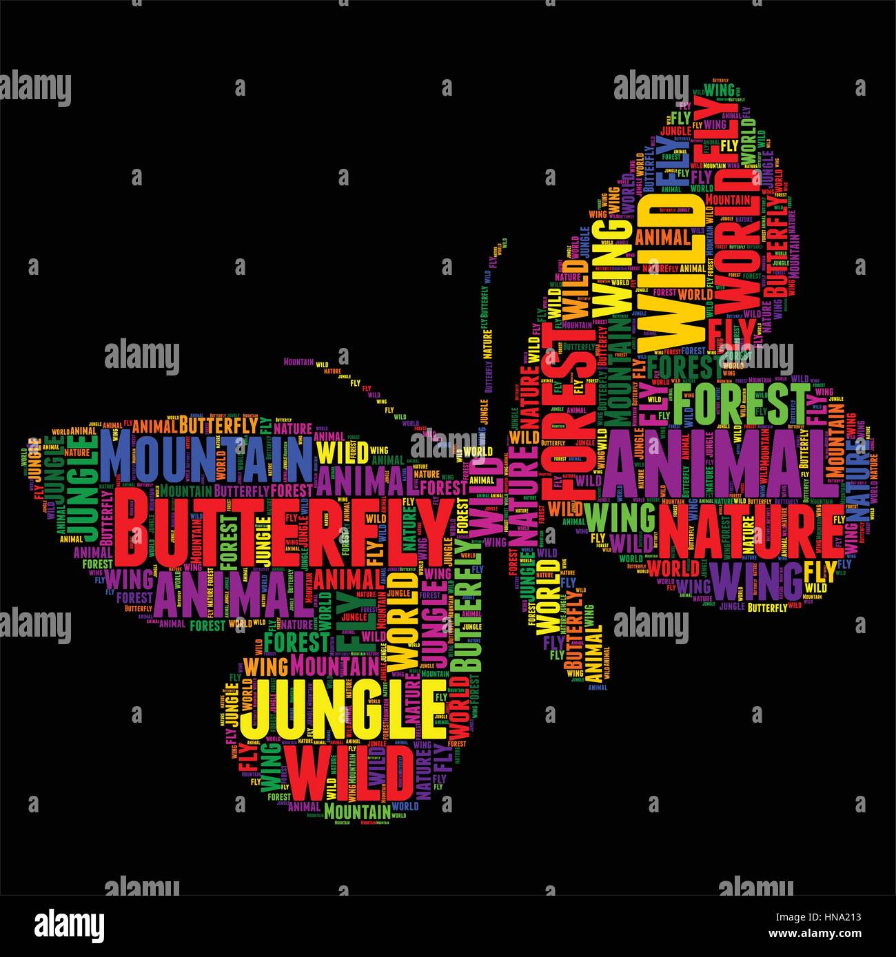 Butterfly Typography word cloud colorful Vector illustration Stock ...