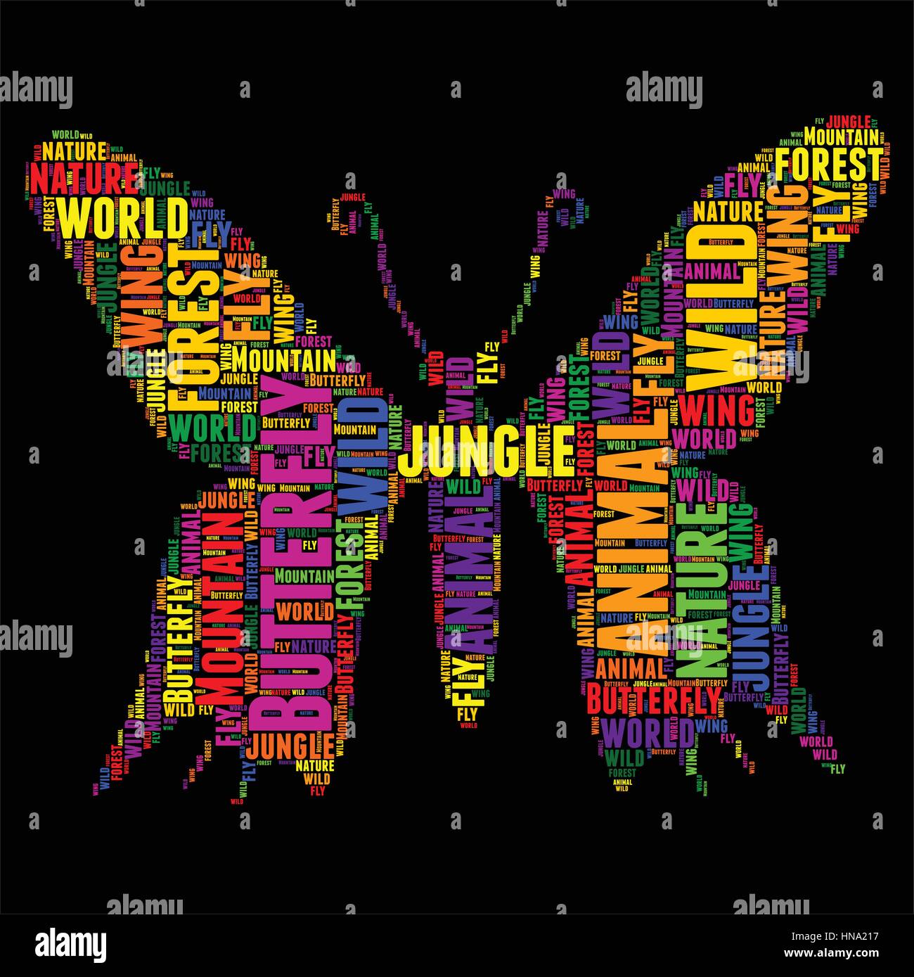 Butterfly Typography word cloud colorful Vector illustration Stock ...