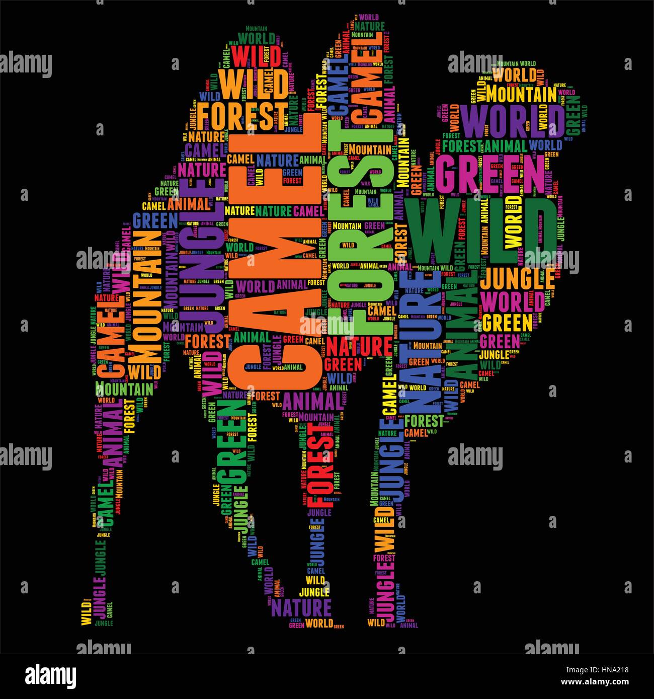 camel Typography word cloud colorful Vector illustration Stock Vector ...