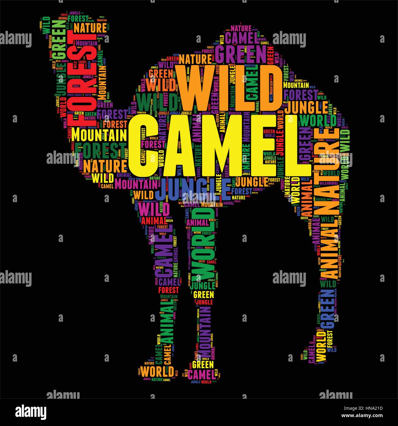 camel Typography word cloud colorful Vector illustration Stock Vector ...